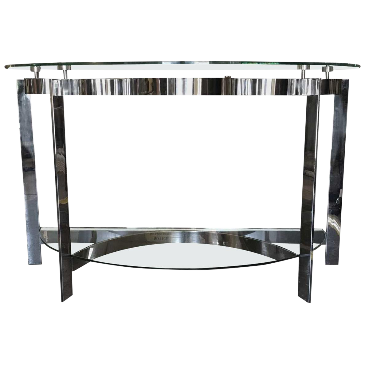 Contemporary Modern Two-Tier Demilune Console | Chairish