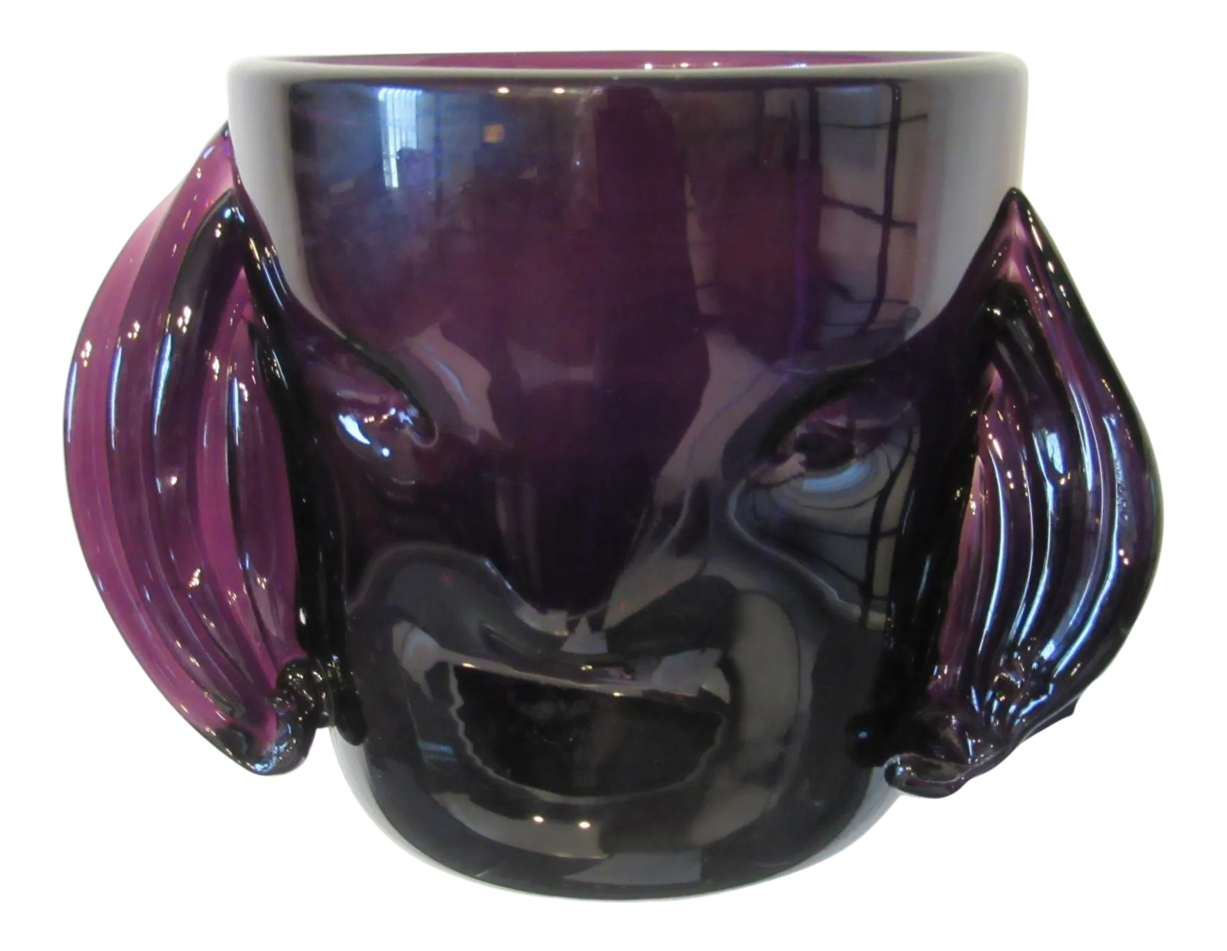 Attributed to Blenko Glass Hand Blown Head Vase | Chairish