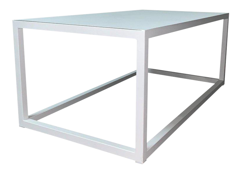 New Modern Rectangular White Table With Metal Top, Indoor or Outdoor ...