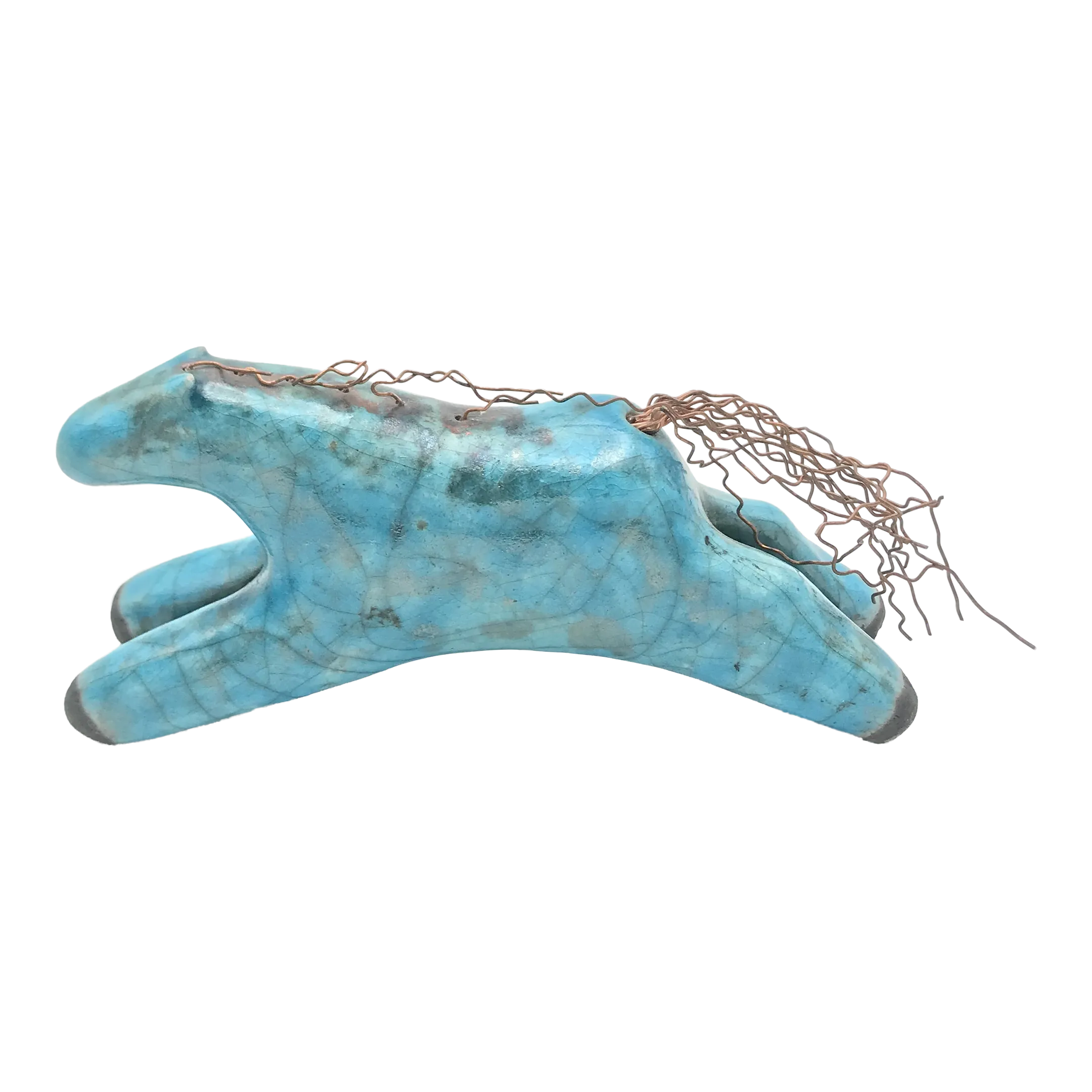 Vintage Raku Pottery Running Spirit Horse With Copper Mane and Tail by ...