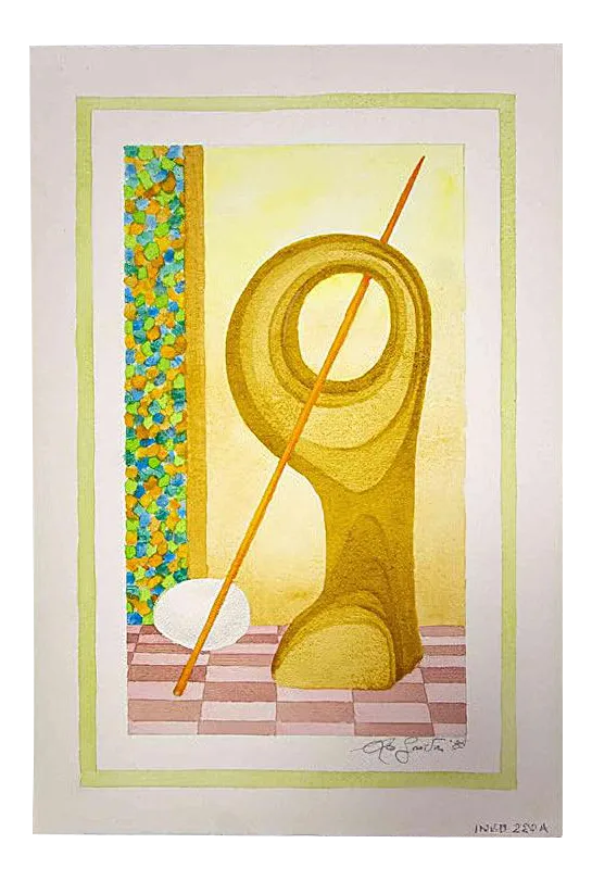 Leo Guida, Composition, Original Drawing in Watercolor, 1985 | Chairish