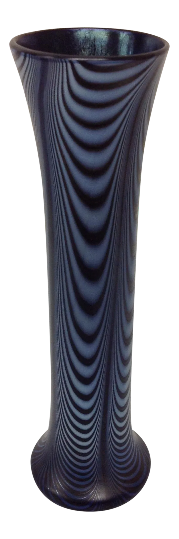 1923 Antique Blue Imperial Art Glass Pulled Loop Vase | Chairish