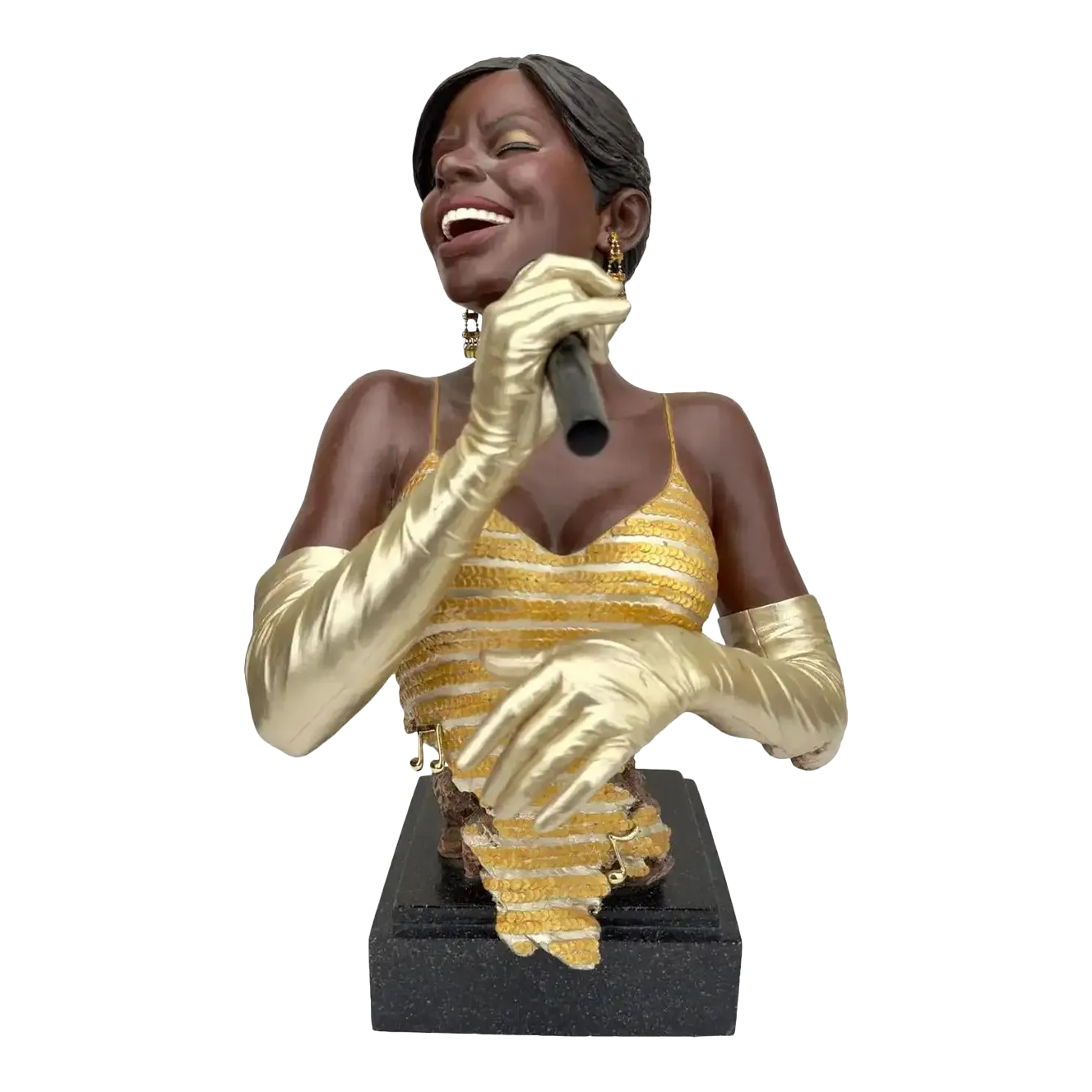 Willitts Designs International Gold Lady Jazz Singer Sculpture | Chairish