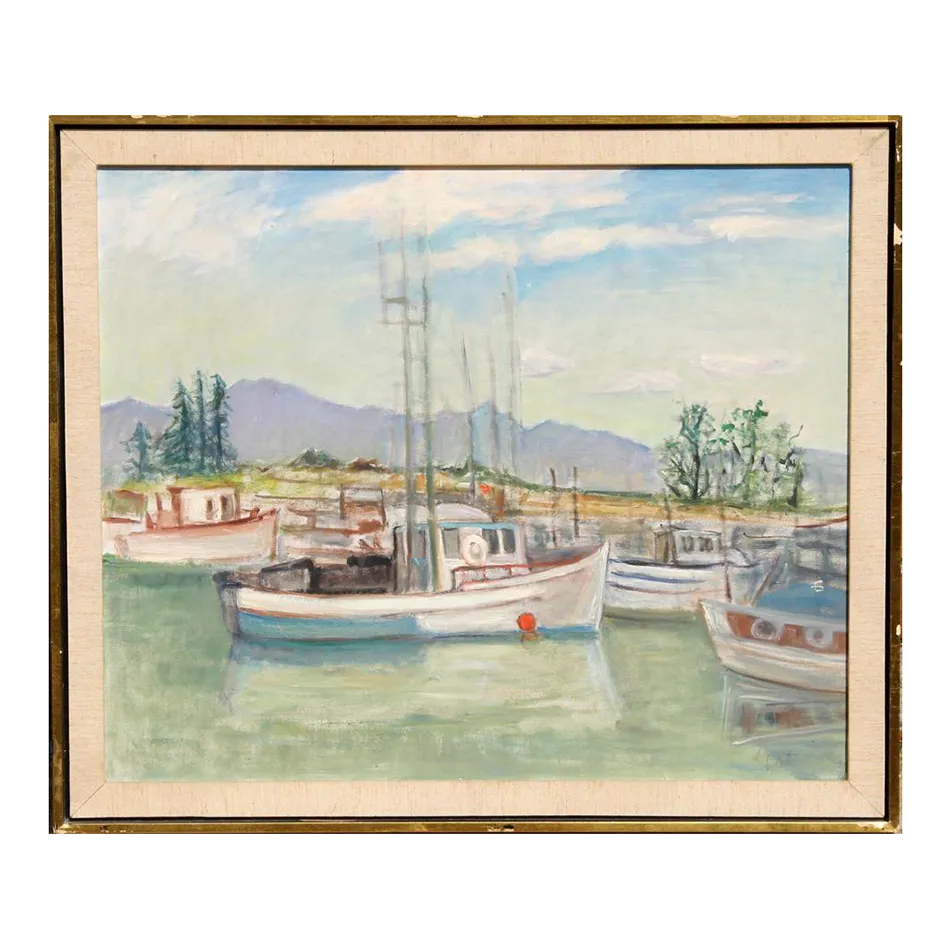 Early 21st Century Untitled Sailboats Oil Painting on Canvas Painting ...