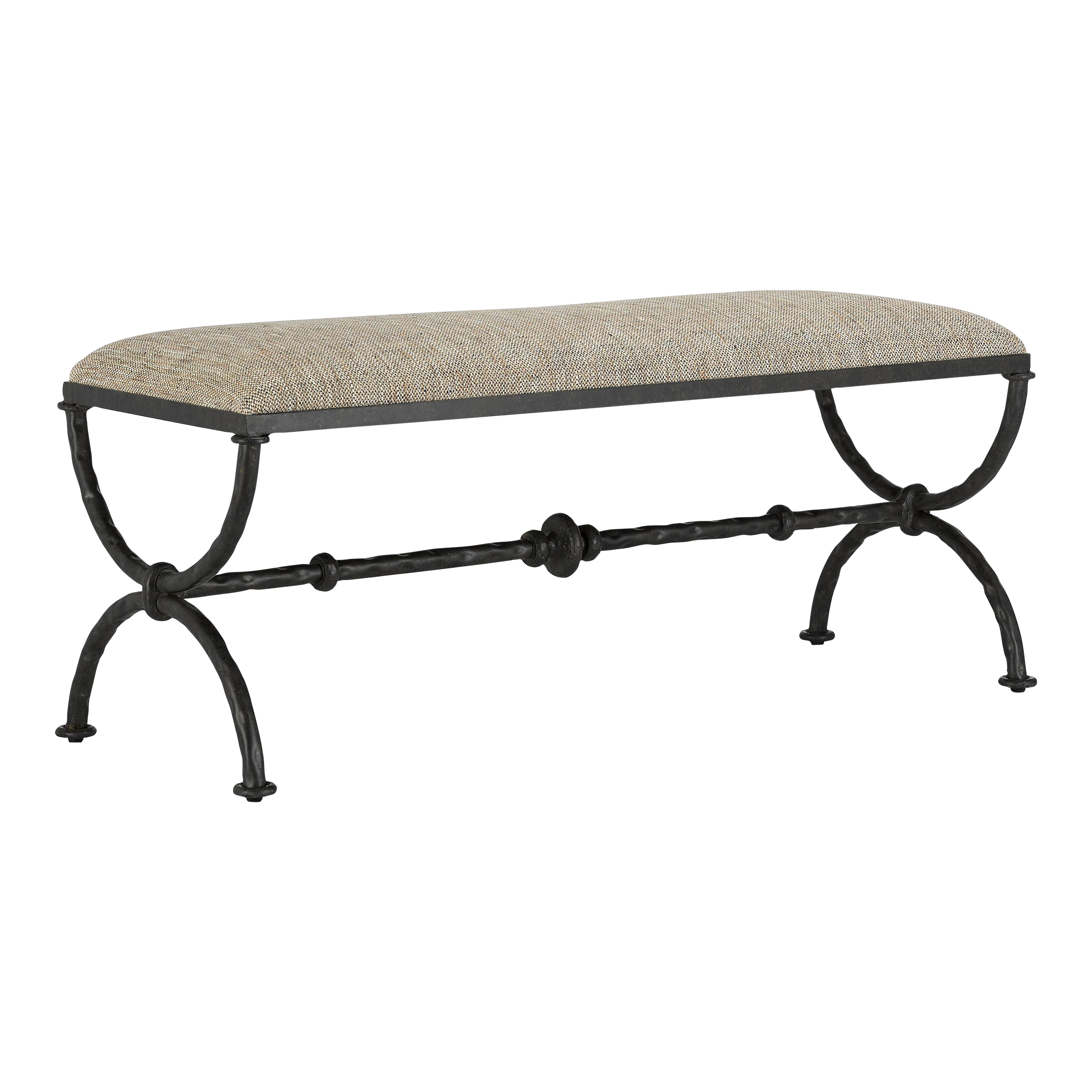 Currey & Company Agora Peppercorn Bench | Chairish
