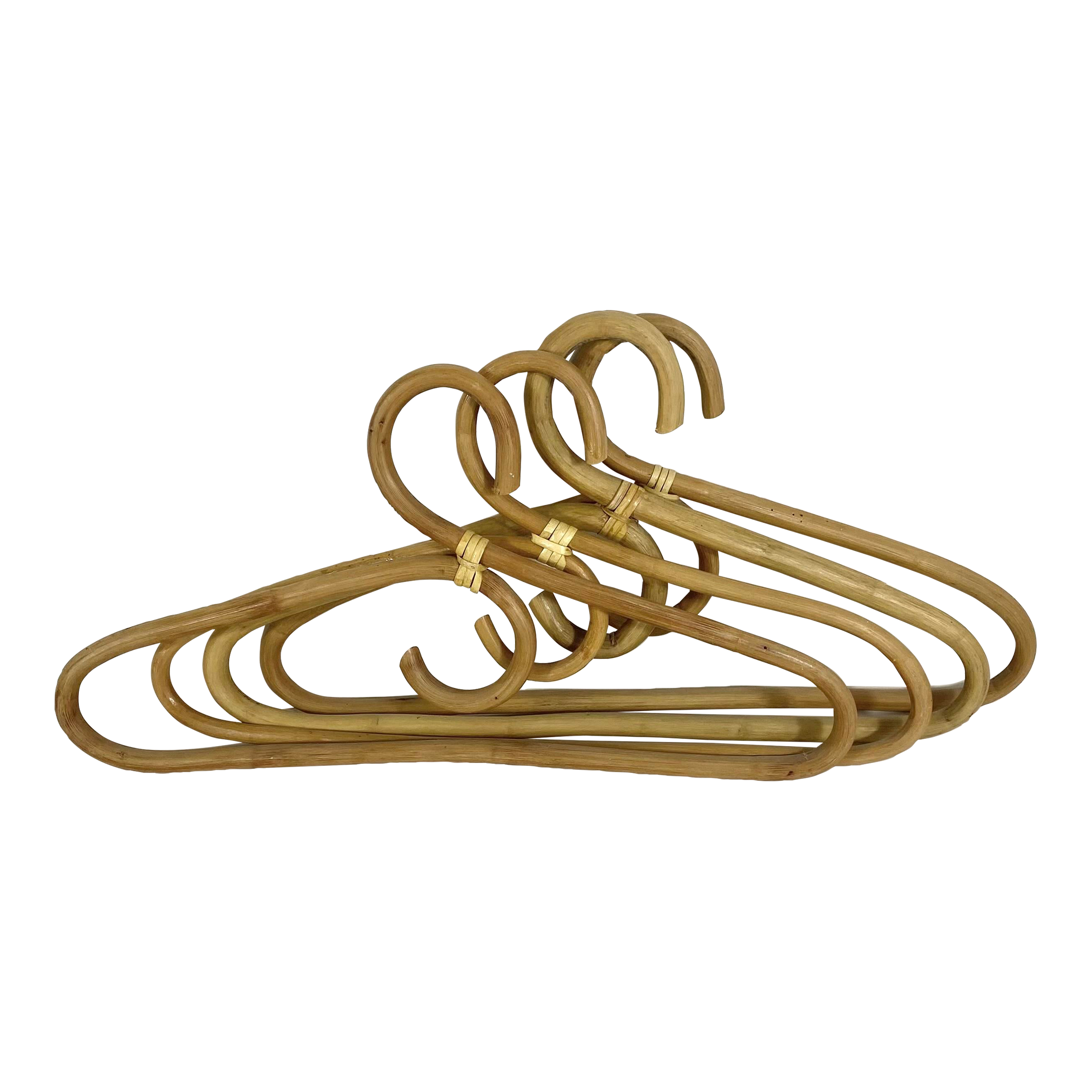 Mid 20th Century Vintage Bamboo Hangers Bent Curled - Set of 4 | Chairish