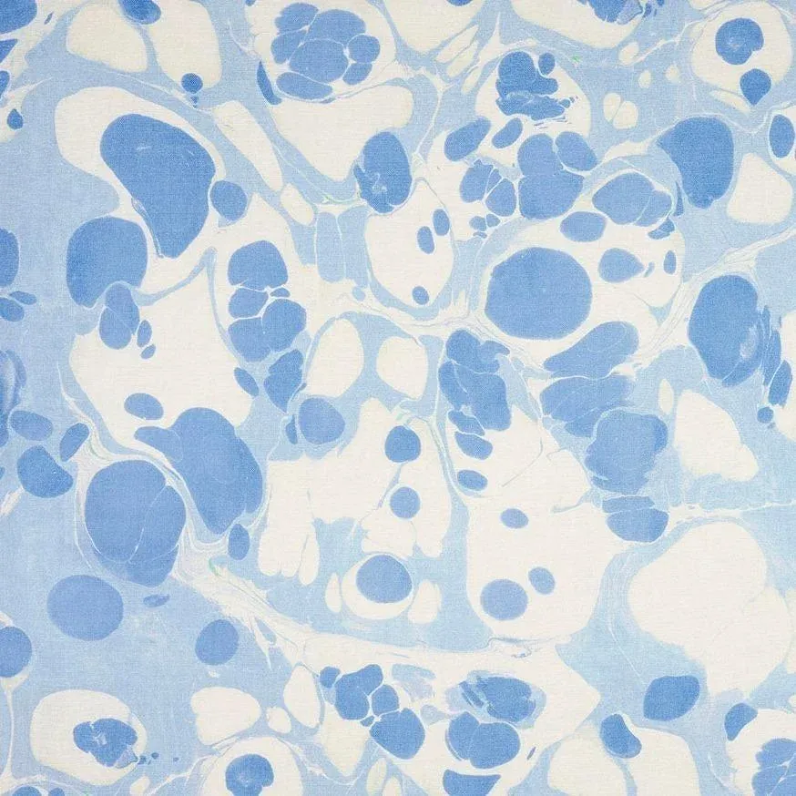 Marmorizzata Baby Blue Print on Cotton/Linen Blend Fabric | Chairish