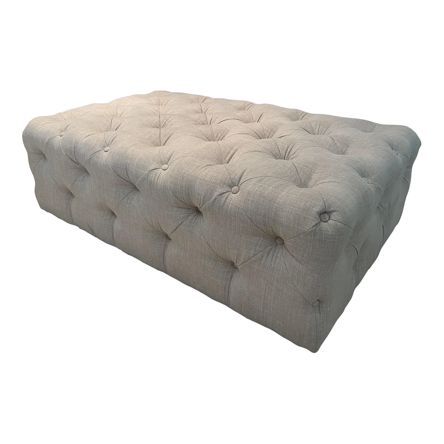Custom Upholstered Tufted Rectangular Contemporary Ottoman | Chairish