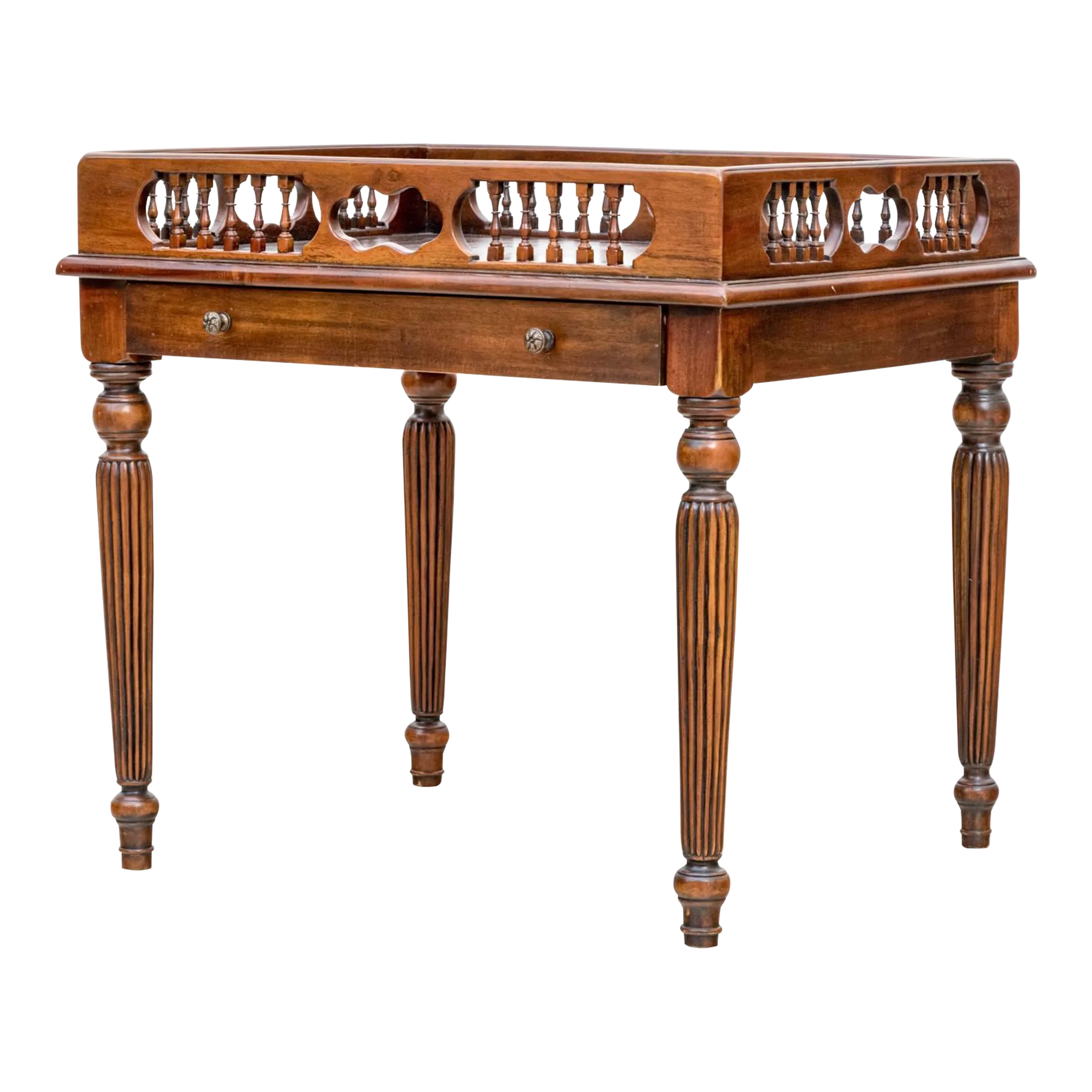 Theodore Alexander Mahogany Drinks Accent Side Table With Wood Gallery ...
