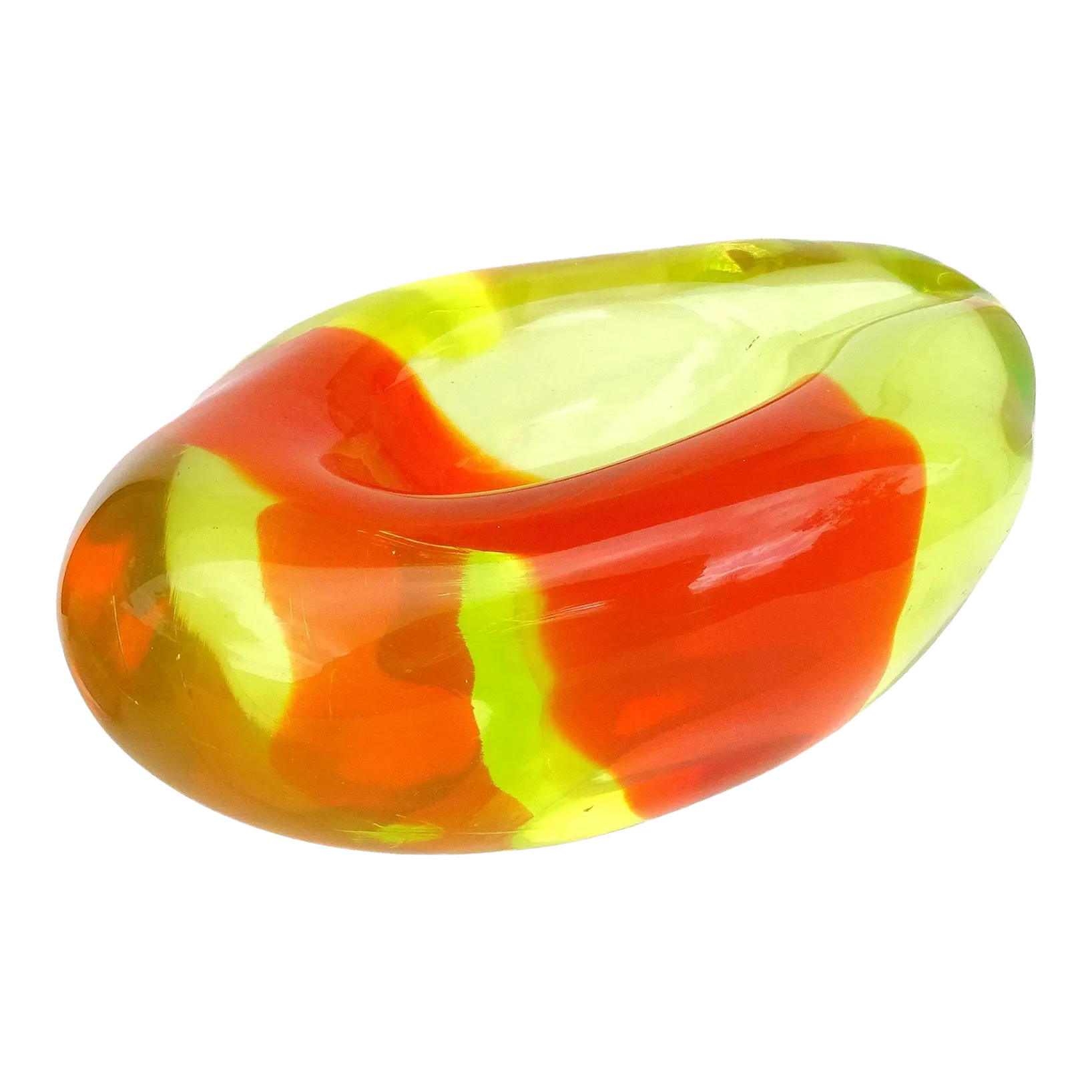 Vintage Murano Sommerso Orange Stripe Glowing Uranium Yellow Italian ...