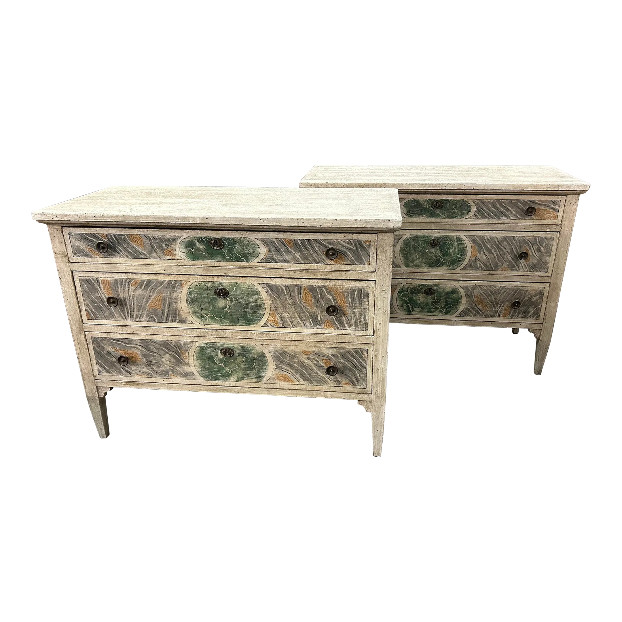 Italian Faux Marbleized Painted Chests | Chairish