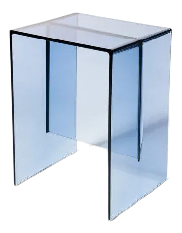 Modern Transparent Blue Acrylic Side Table | Chairish