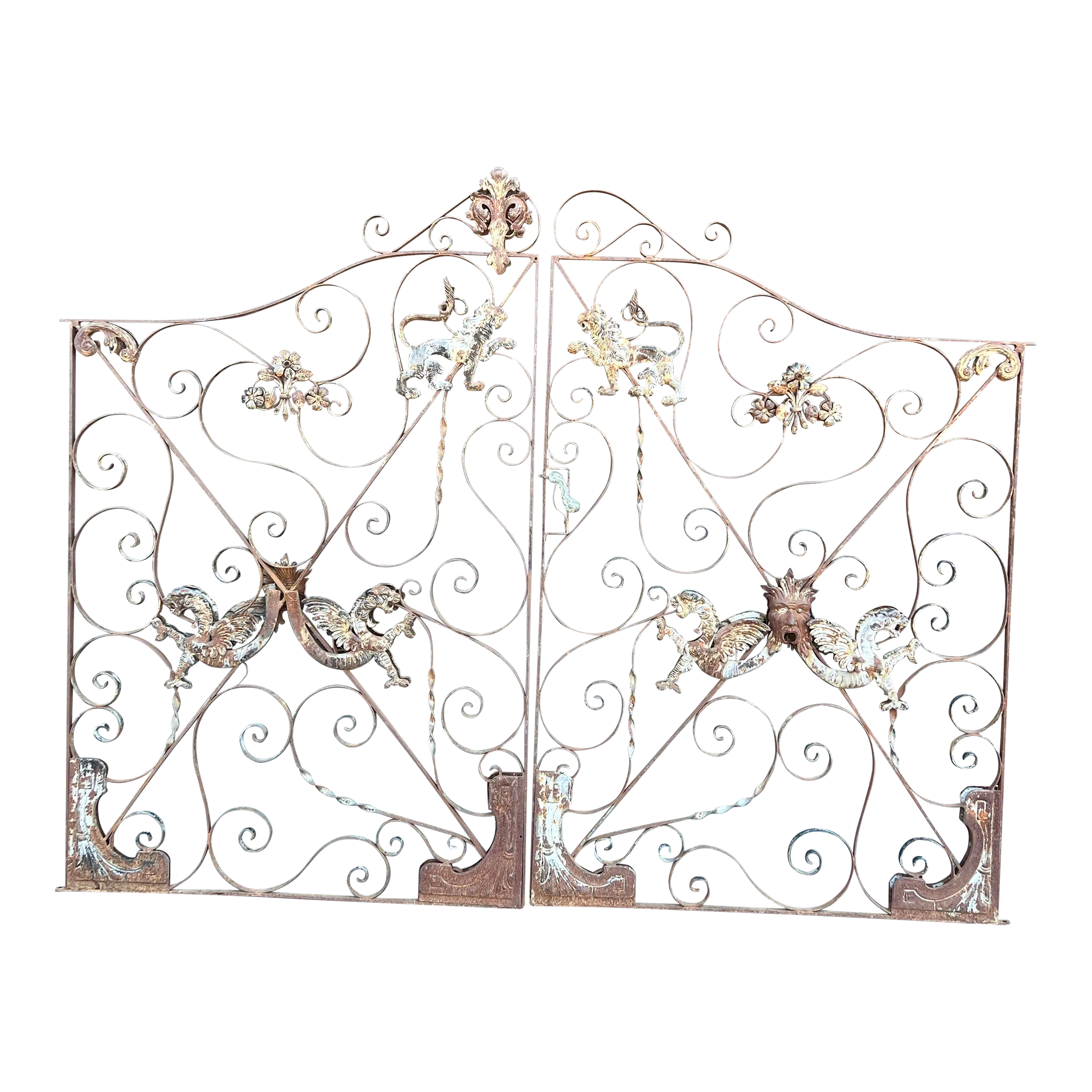 1920s Spanish Revival Entry Gates With Dragons and Faces - a Pair ...