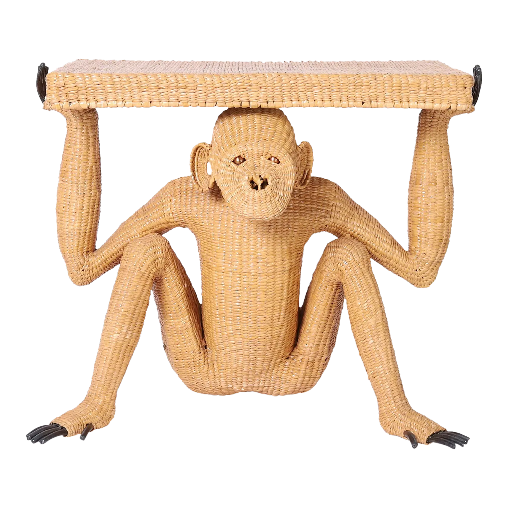Mario Torres Mid Century Wicker Monkey Console | Chairish