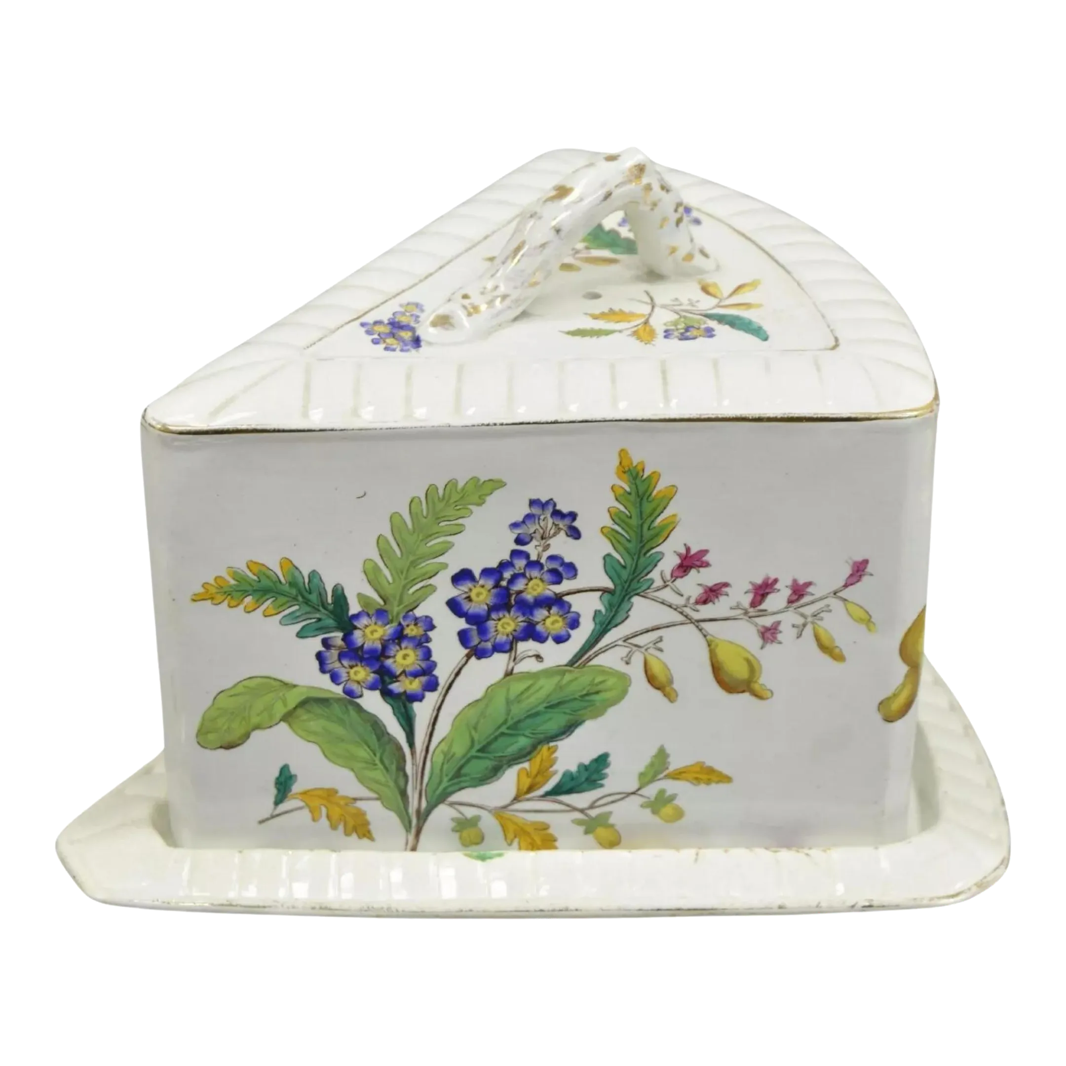Antique Victorian Large Porcelain Covered Cheese Dish With Flowers and ...