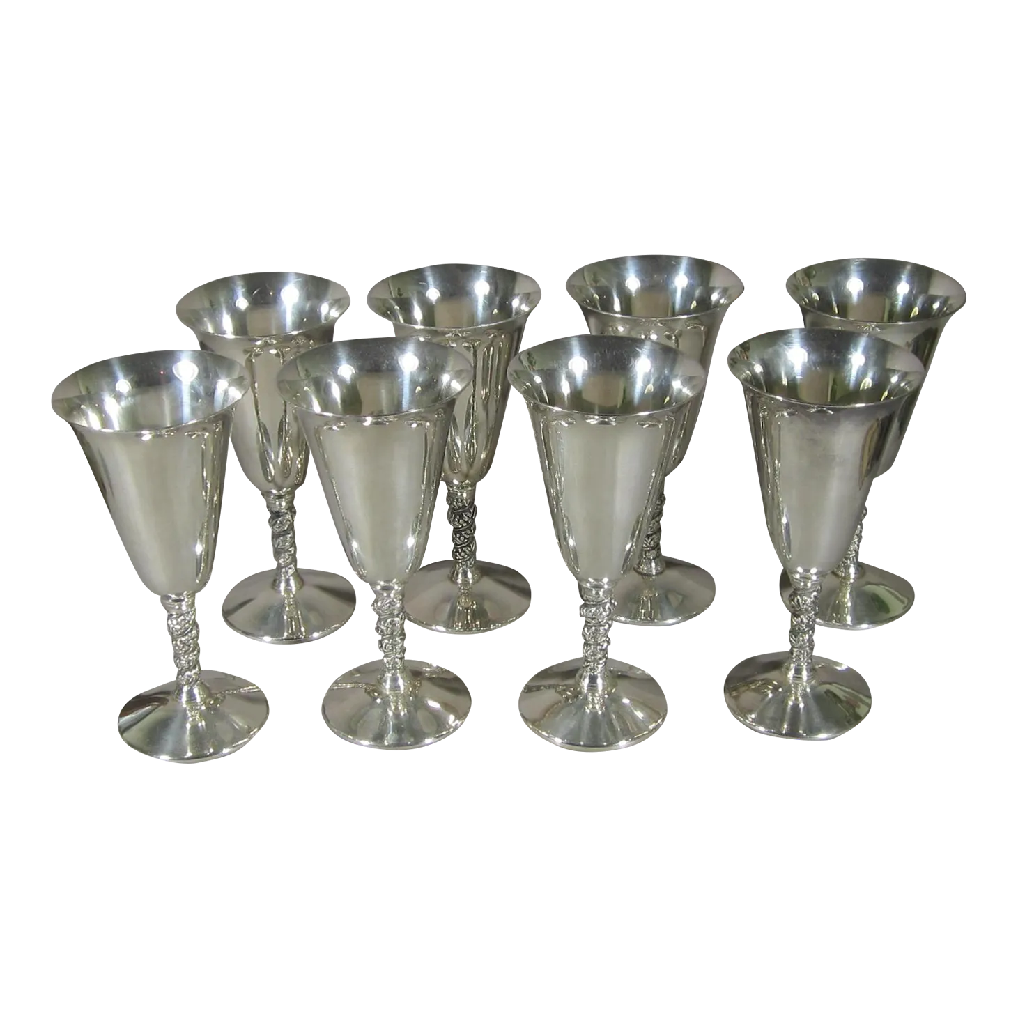1960s Silver Plated Goblets With Twist Stems- Set of 8 | Chairish