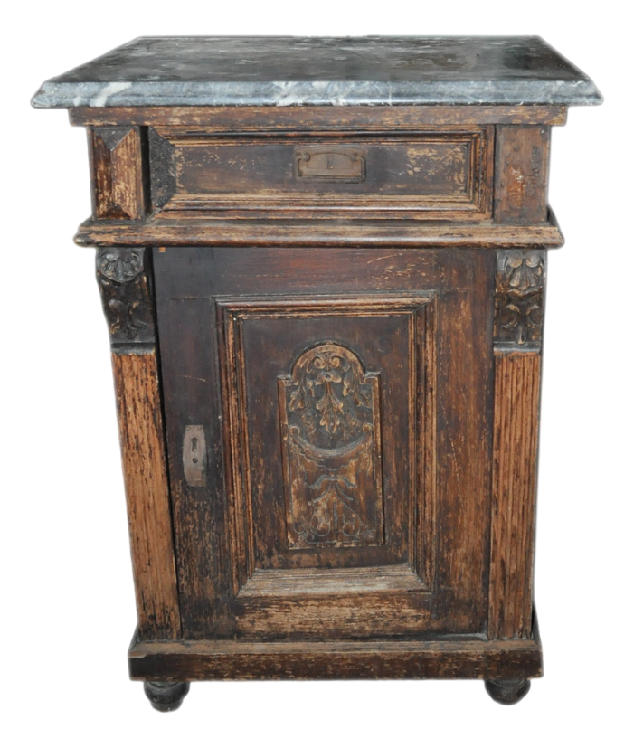 Antique German Marble Top Nightstand, 1890s | Chairish