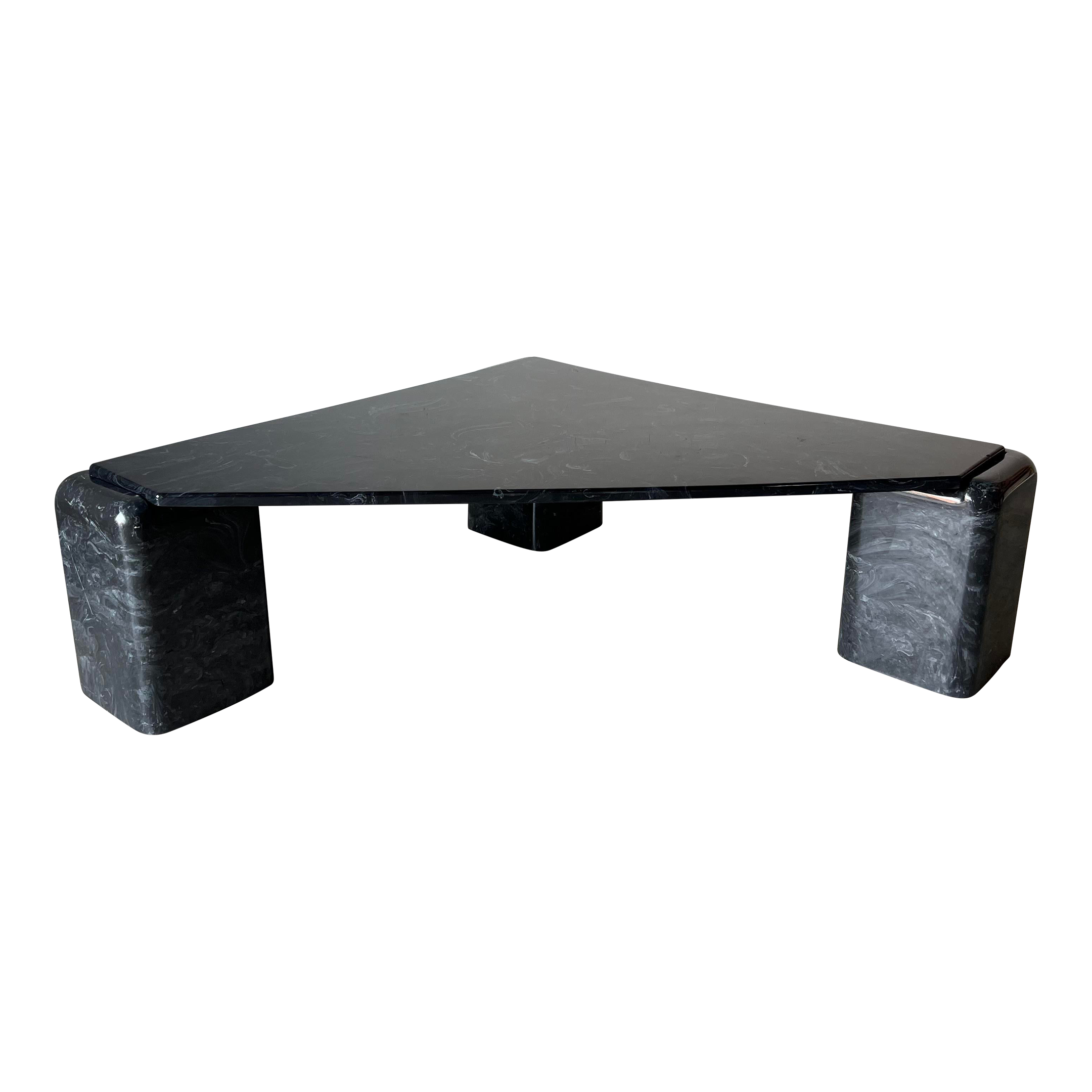 Postmodern Faux - Black and White Marble Triangular Coffee Table | Chairish