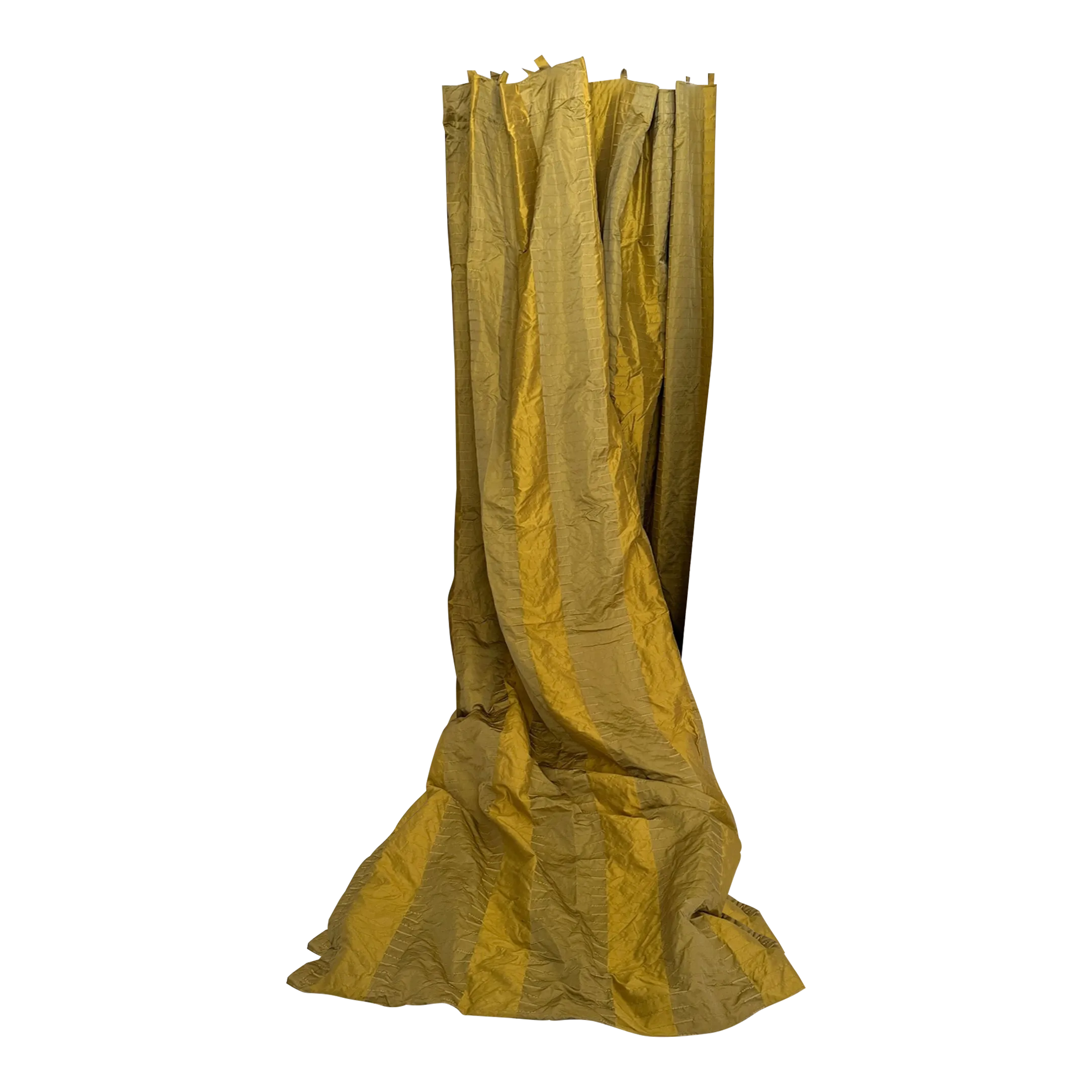 Vintage Custom Silk Taffeta Gold Drapery Panels-A Set | Chairish