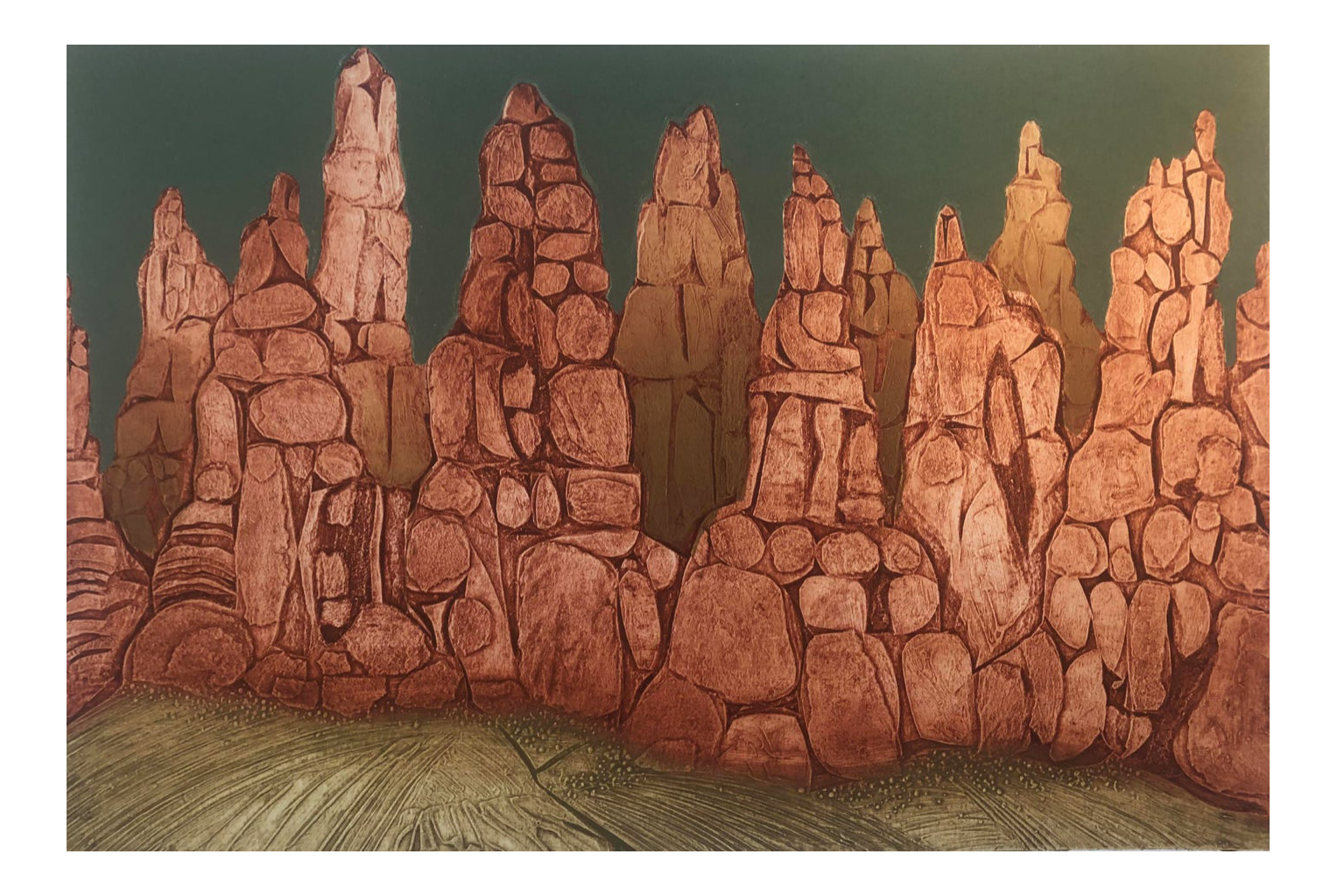 1960s Mid-Century Modern Collagraph by John Ross | Chairish