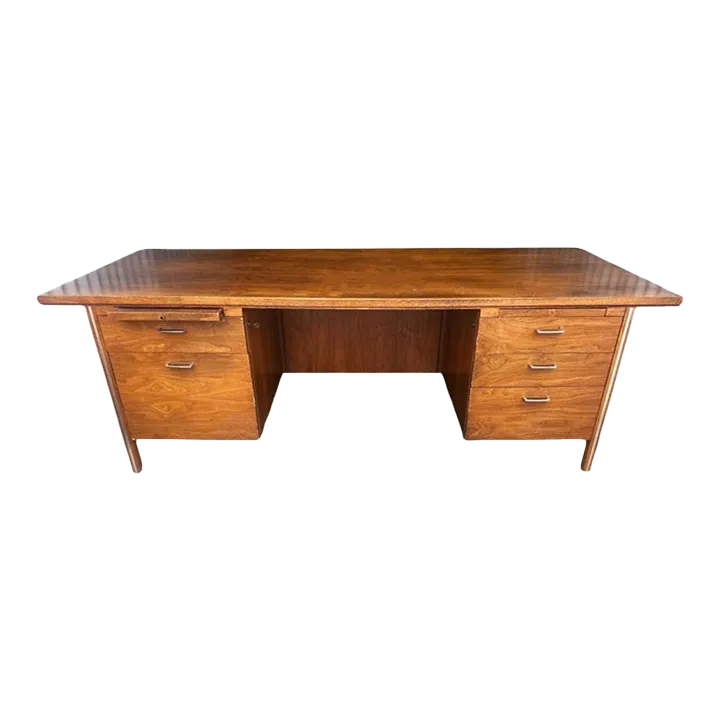Paul McCobb Directional Walnut and Aluminum Large 84” Executive ...