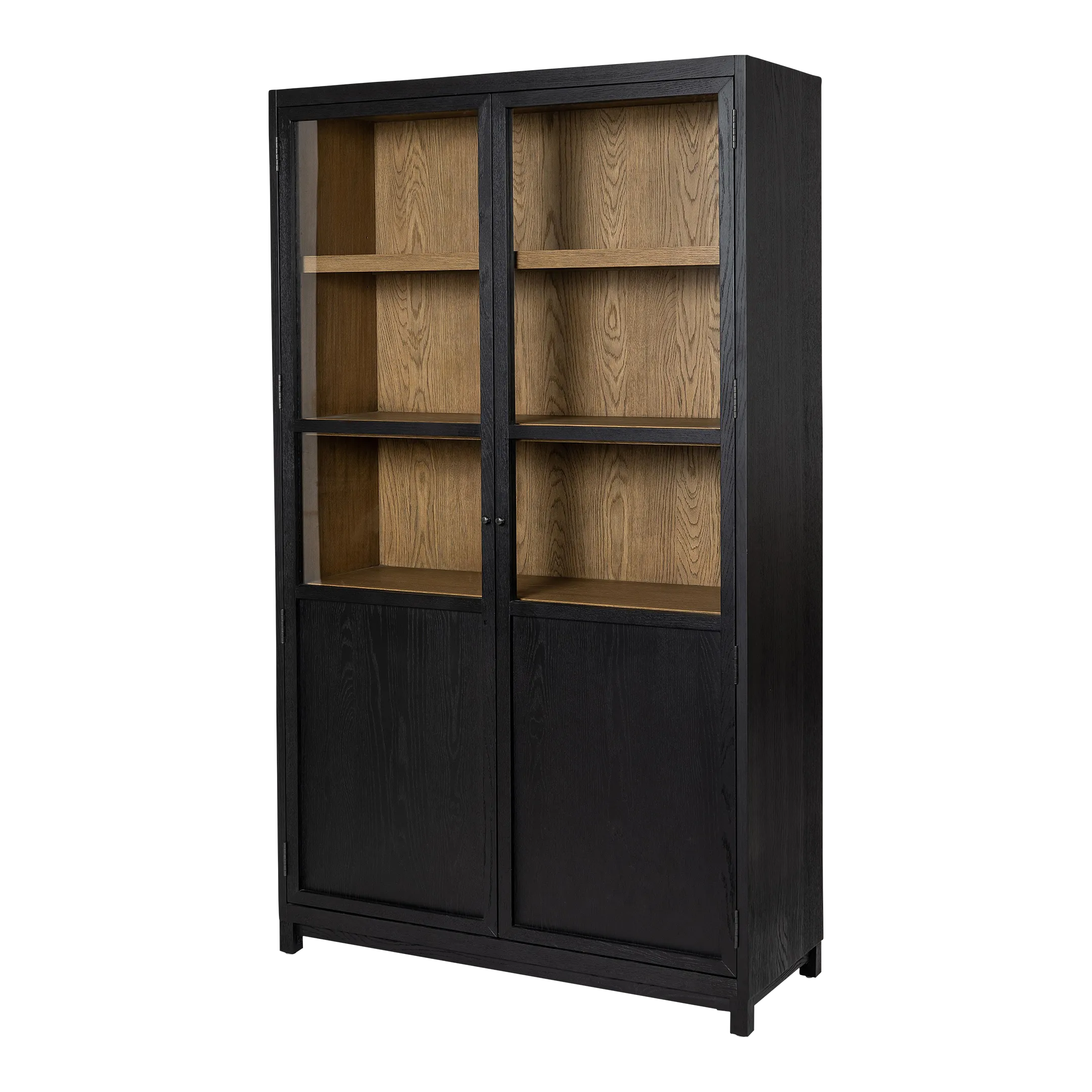 Four Hands Millie Panel & Glass Door Cabinet, Matte Black | Chairish