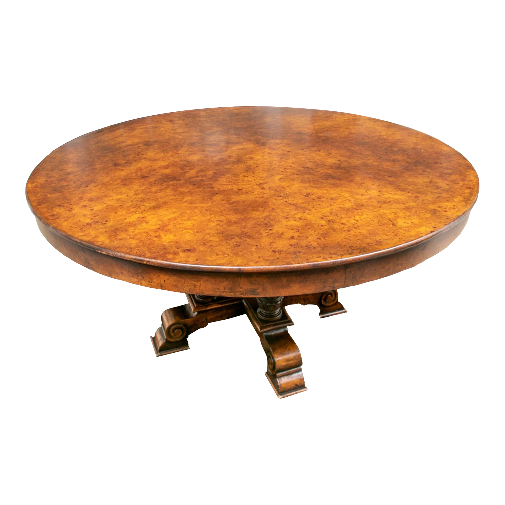 Late 20th Century Lillian August Round Burl Walnut Pedestal Dining ...