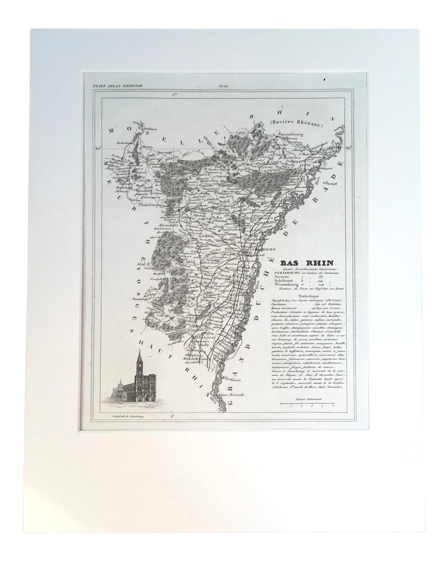 19th C. Map of Bas Rhin, France, "Petit Atlas..." 1833 | Chairish