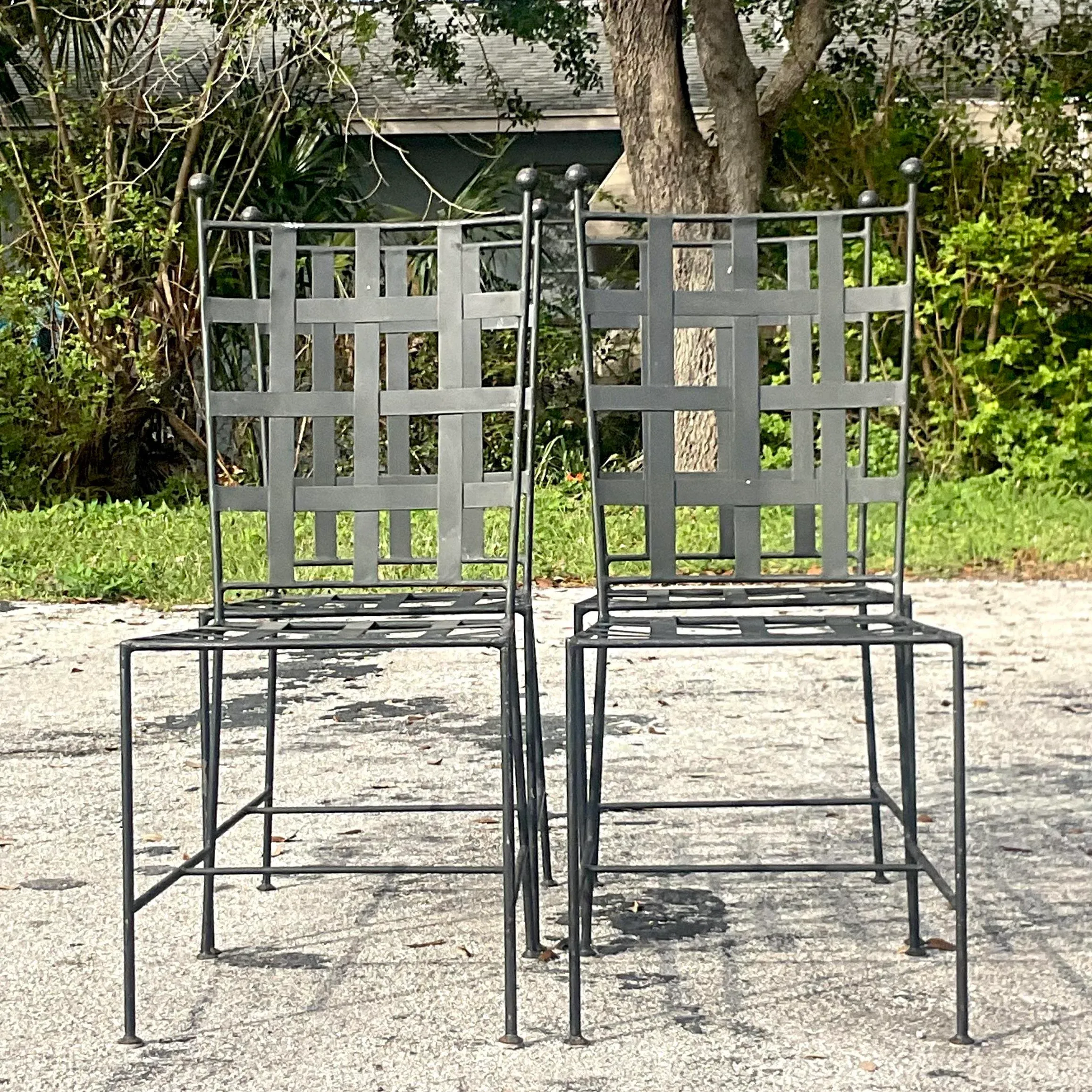 Vintage wrought iron dining chairs store
