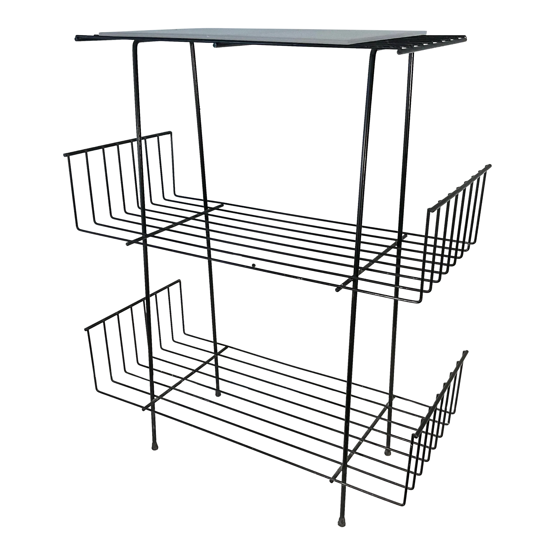 1960s Mid Century Modern 3 Tier Wire Bookcase by Tony Paul | Chairish