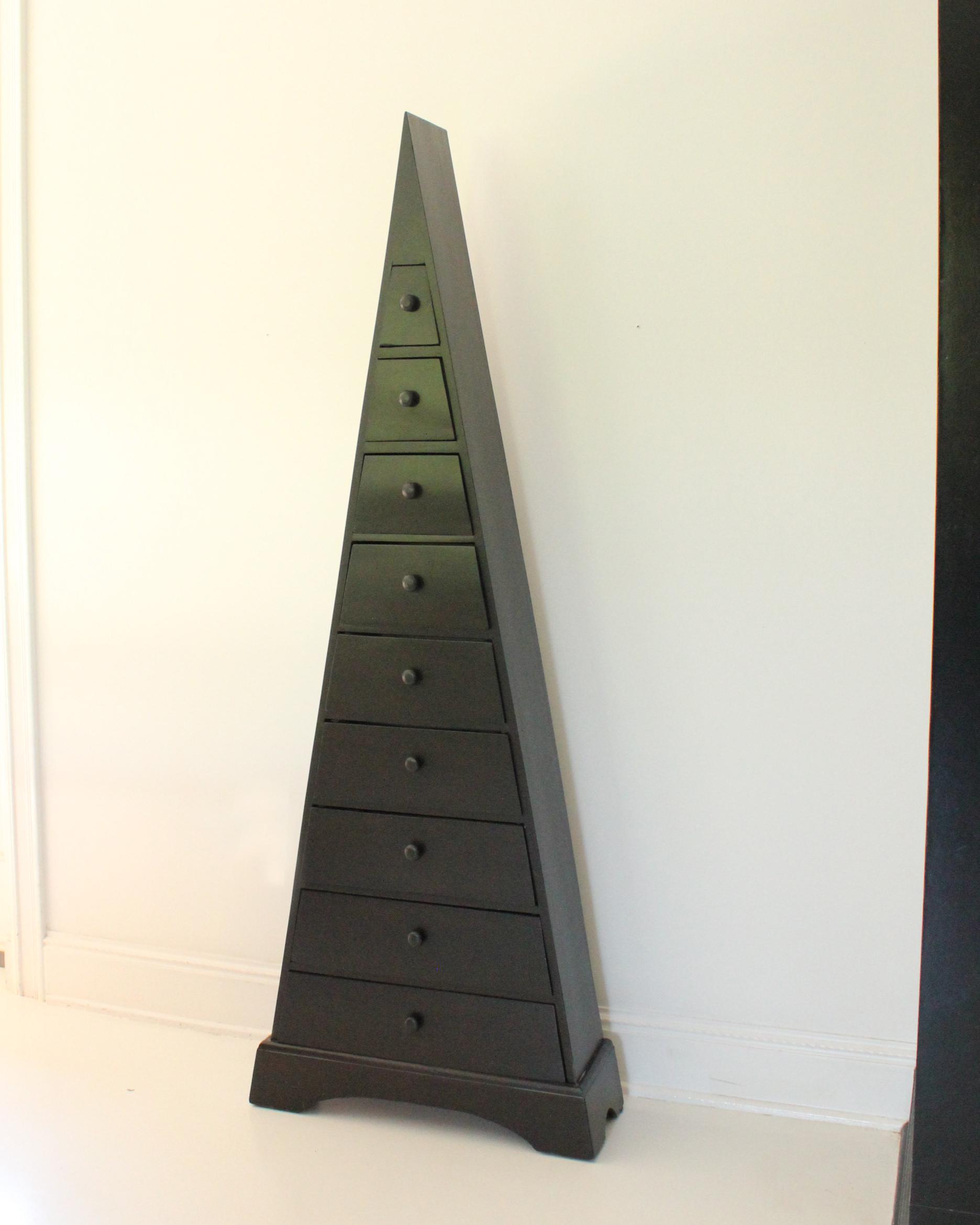 1990s Black Stained Pyramid Chest of Drawers