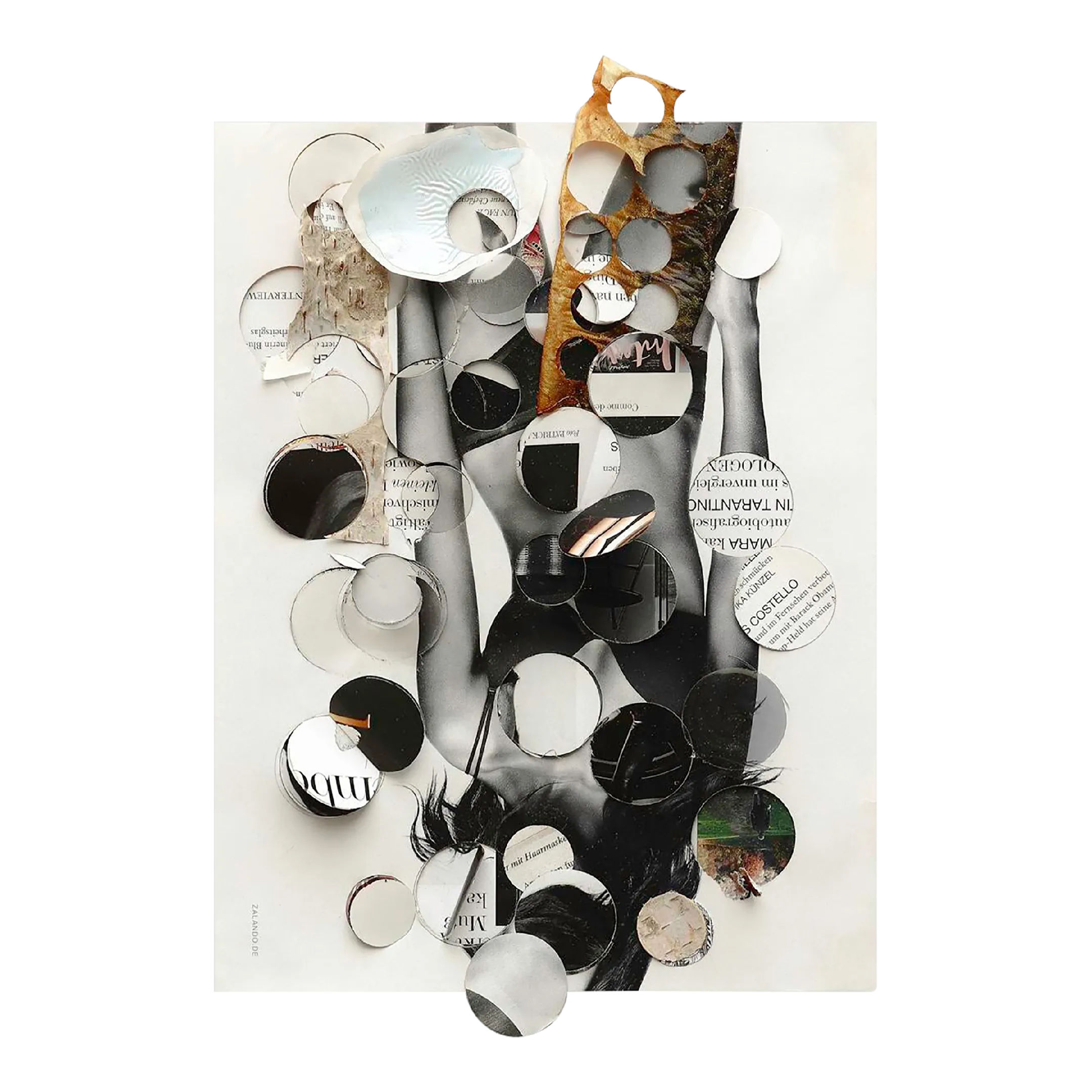 Contemporary Abstract Lacquer, Print, Punching, Collage on Paper ...