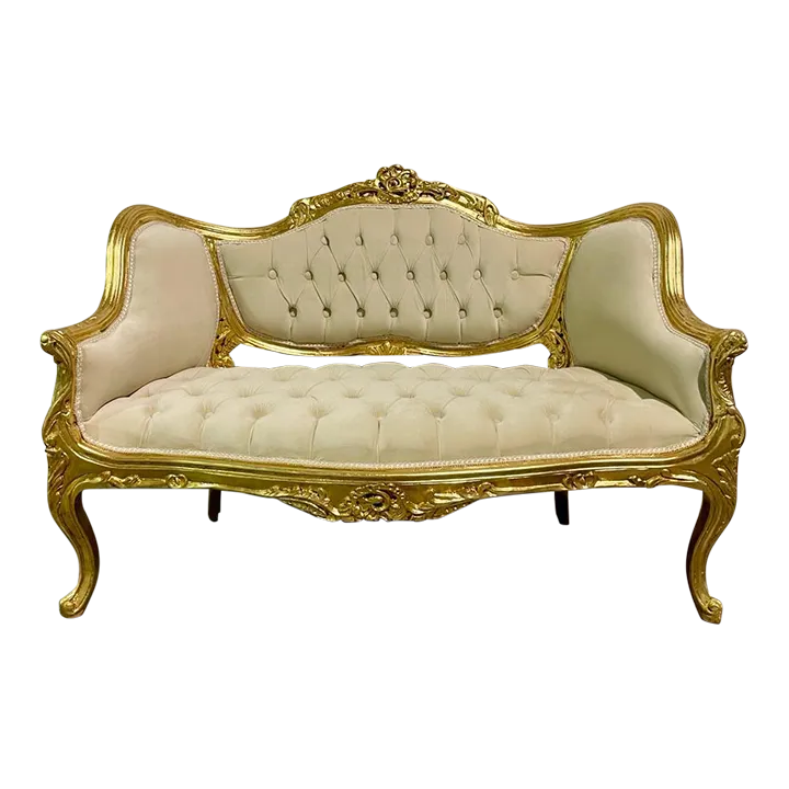 French Tufted Off-White Rococo Style Settee | Chairish
