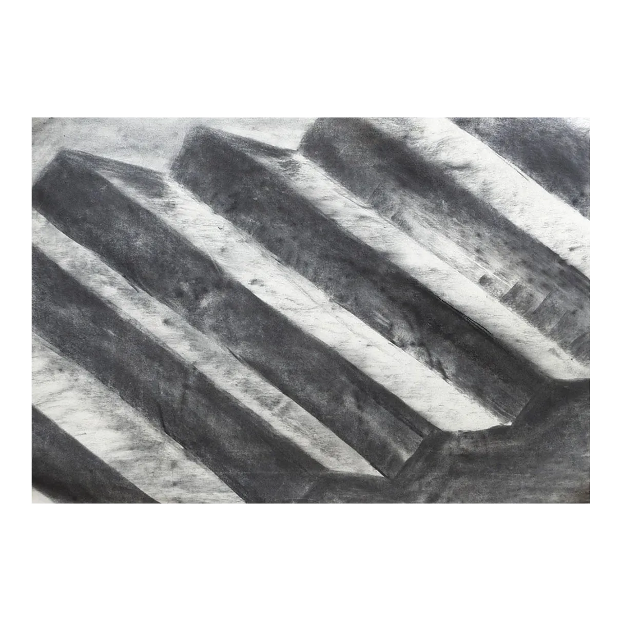 Abstract Charcoal Stairs Drawing | Chairish