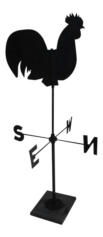Rooster Weathervane in Tin and Iron on Mount | Chairish
