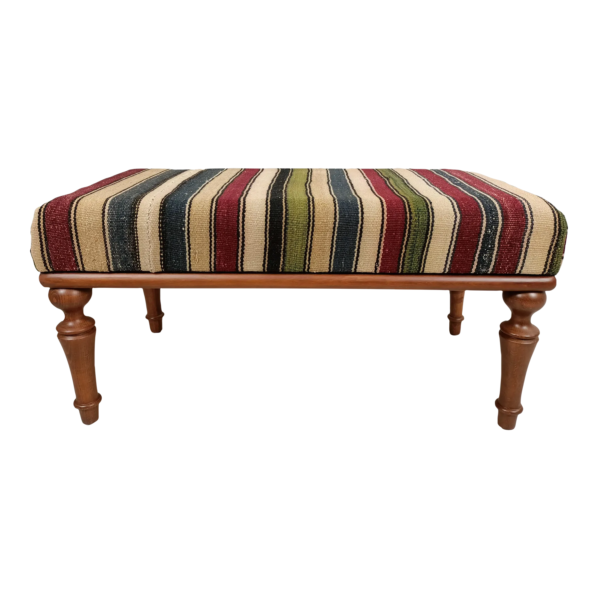 Hand Woven Kilim Rug Upholstered Bench | Chairish
