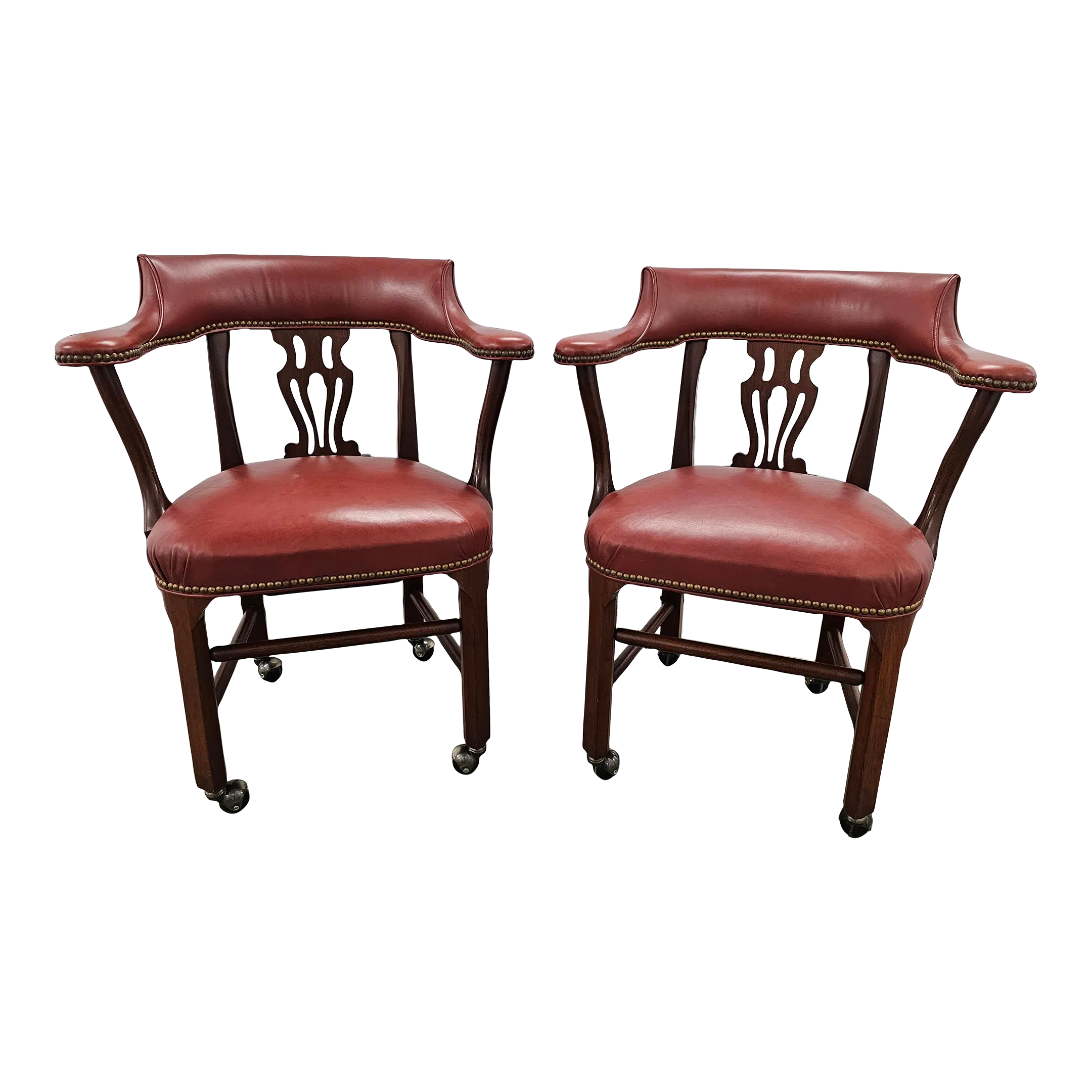 Vintage Leather Barrit Banker's Chairs- Set of 2 | Chairish