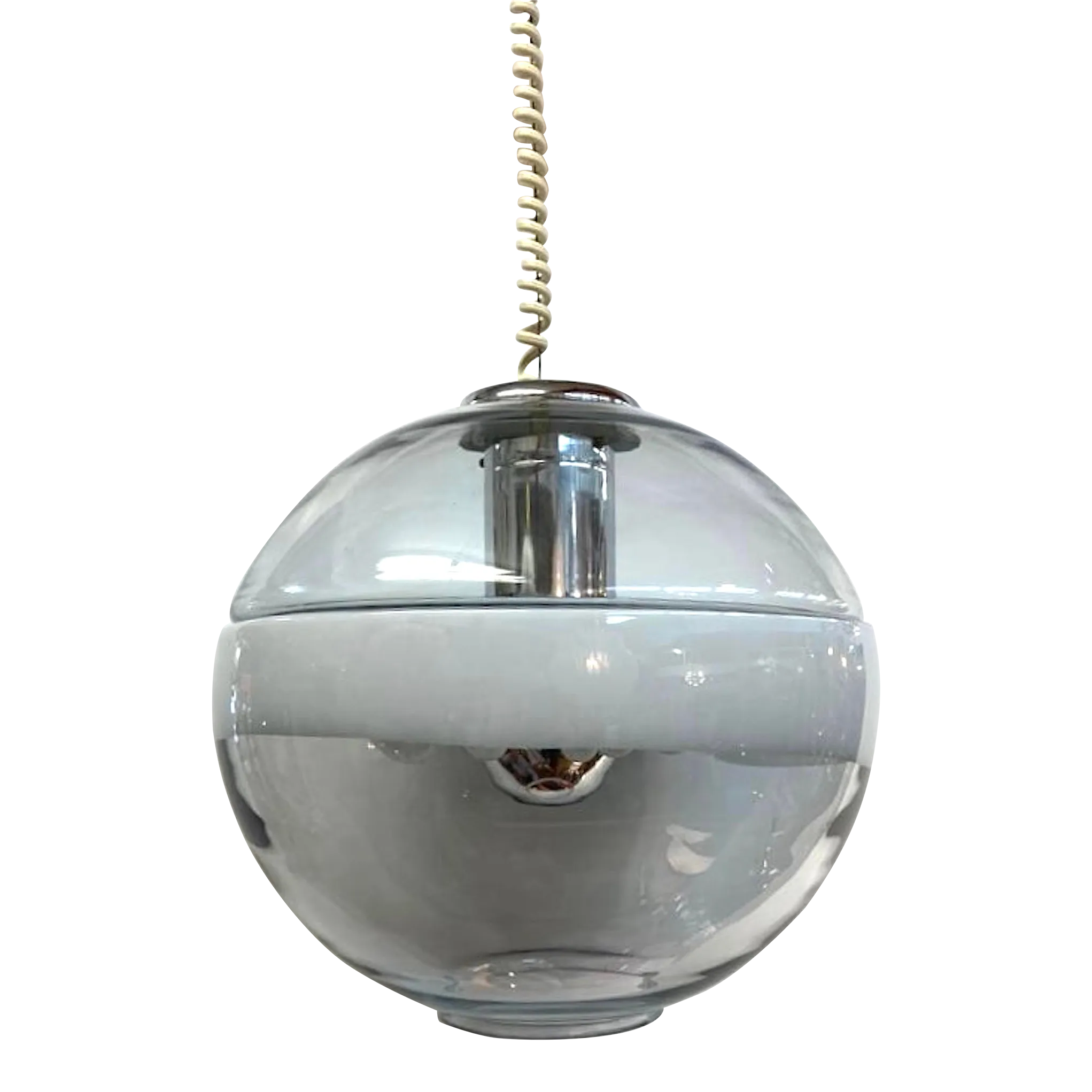 1970s "Sothie' Italian Murano Glass Hand Blown Clear and White Pendant ...