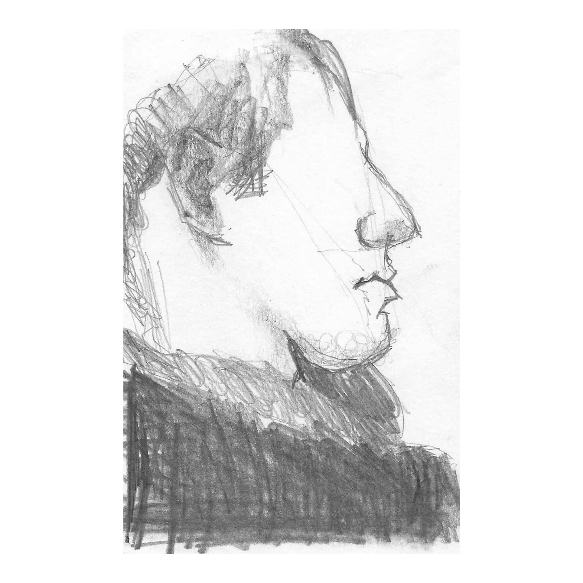 1960s Profile of Man Drawing | Chairish