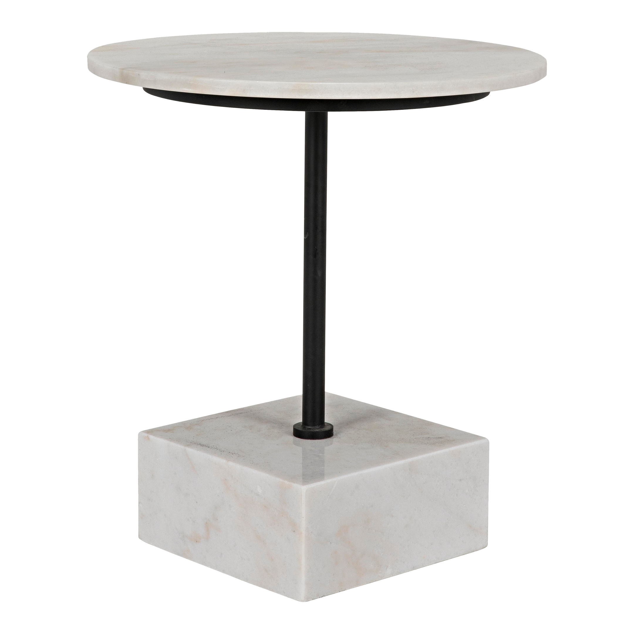 Rodin Marble Side Table in Black Metal Finish with White Stone | Chairish
