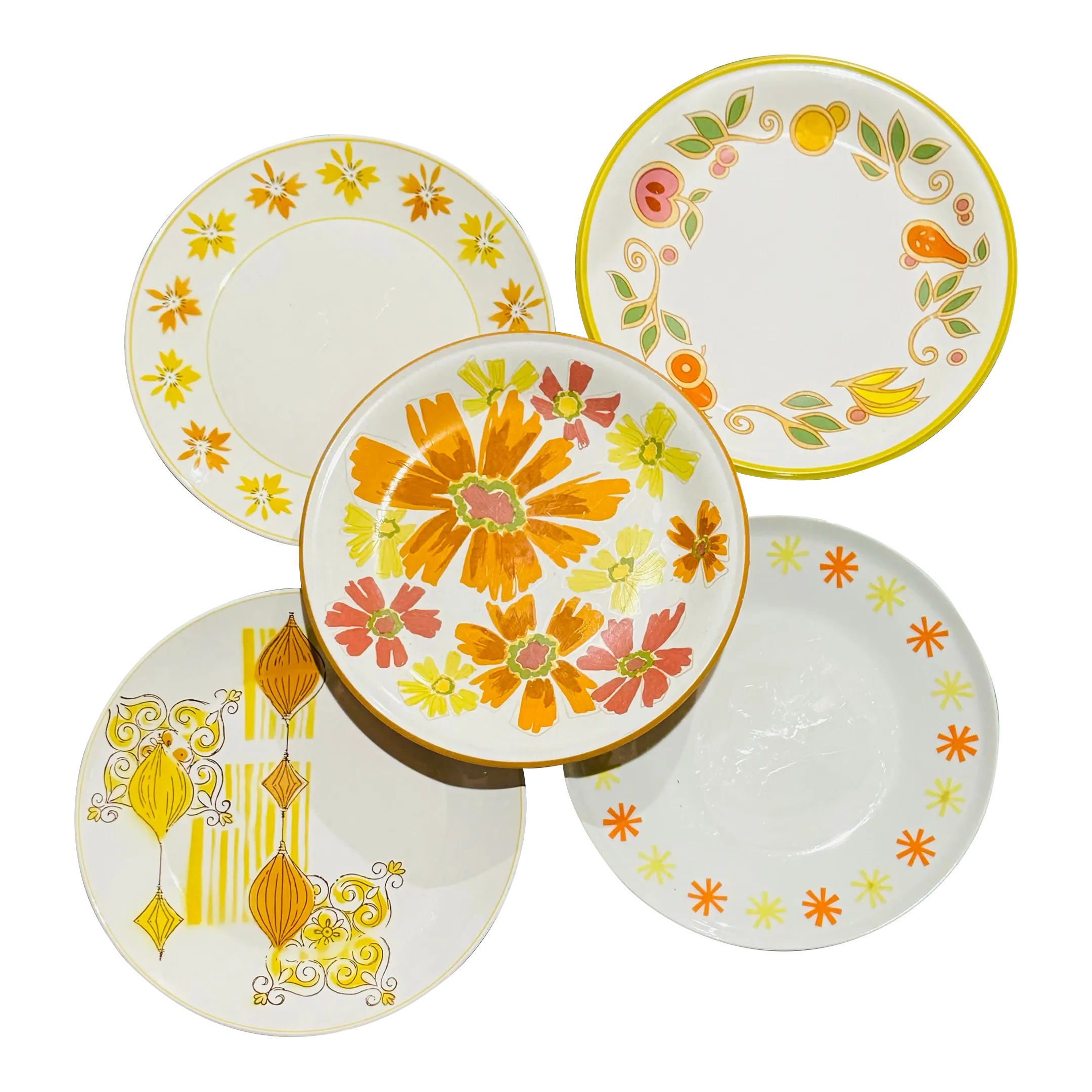 Mismatched Set of 5 Vintage Dinner Plates | Chairish