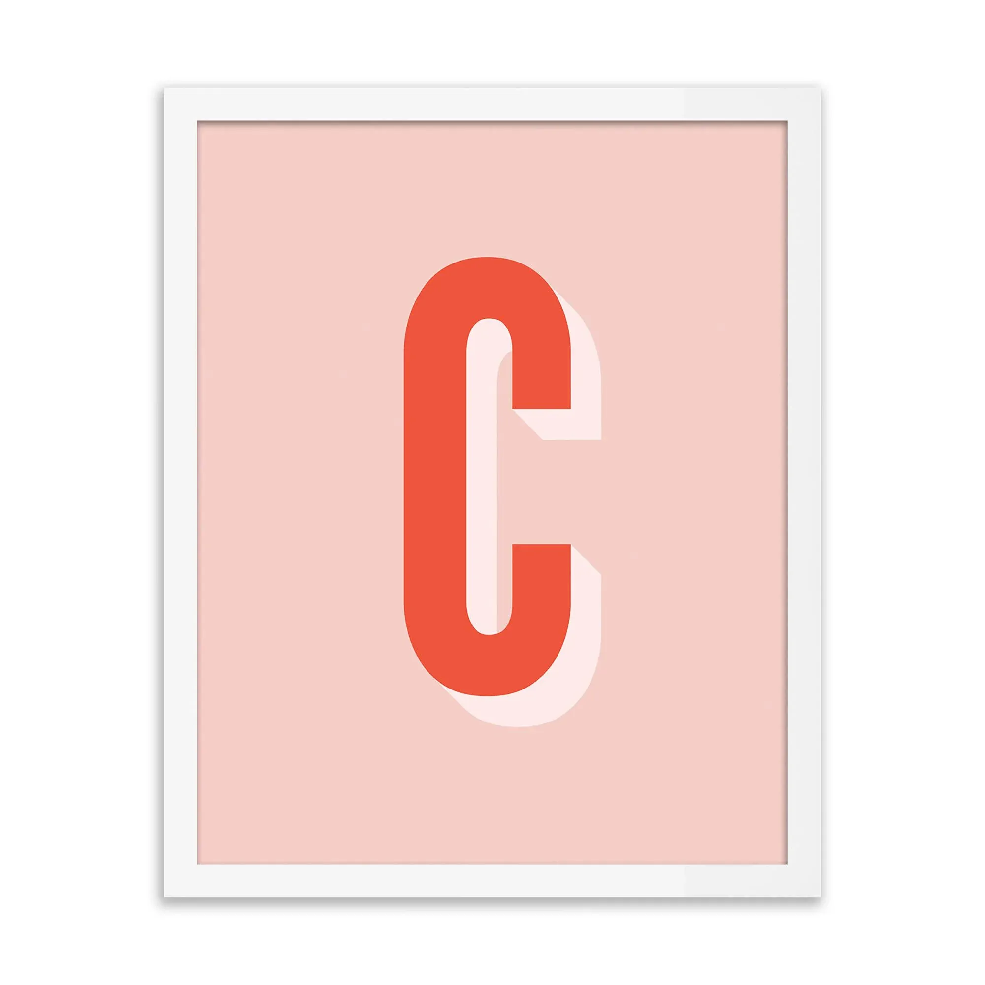Alphabet Series in Pink, Letter C by Pencil & Paper in White Frame, XS ...