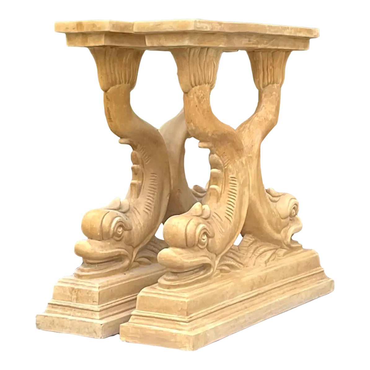 Late 20th Century Vintage Coastal Plaster Dolphin Pedestals - a Pair ...