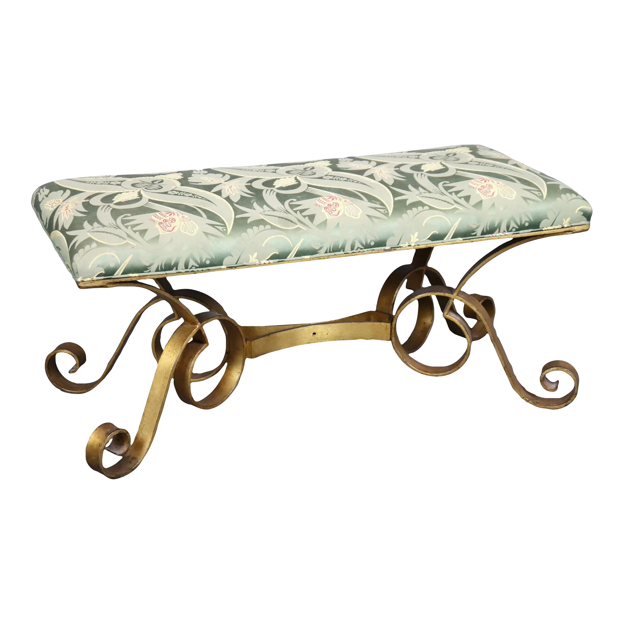 Gilded Metal Italian Regency Wrought Iron Bench Foot Stool Circa 1950 ...
