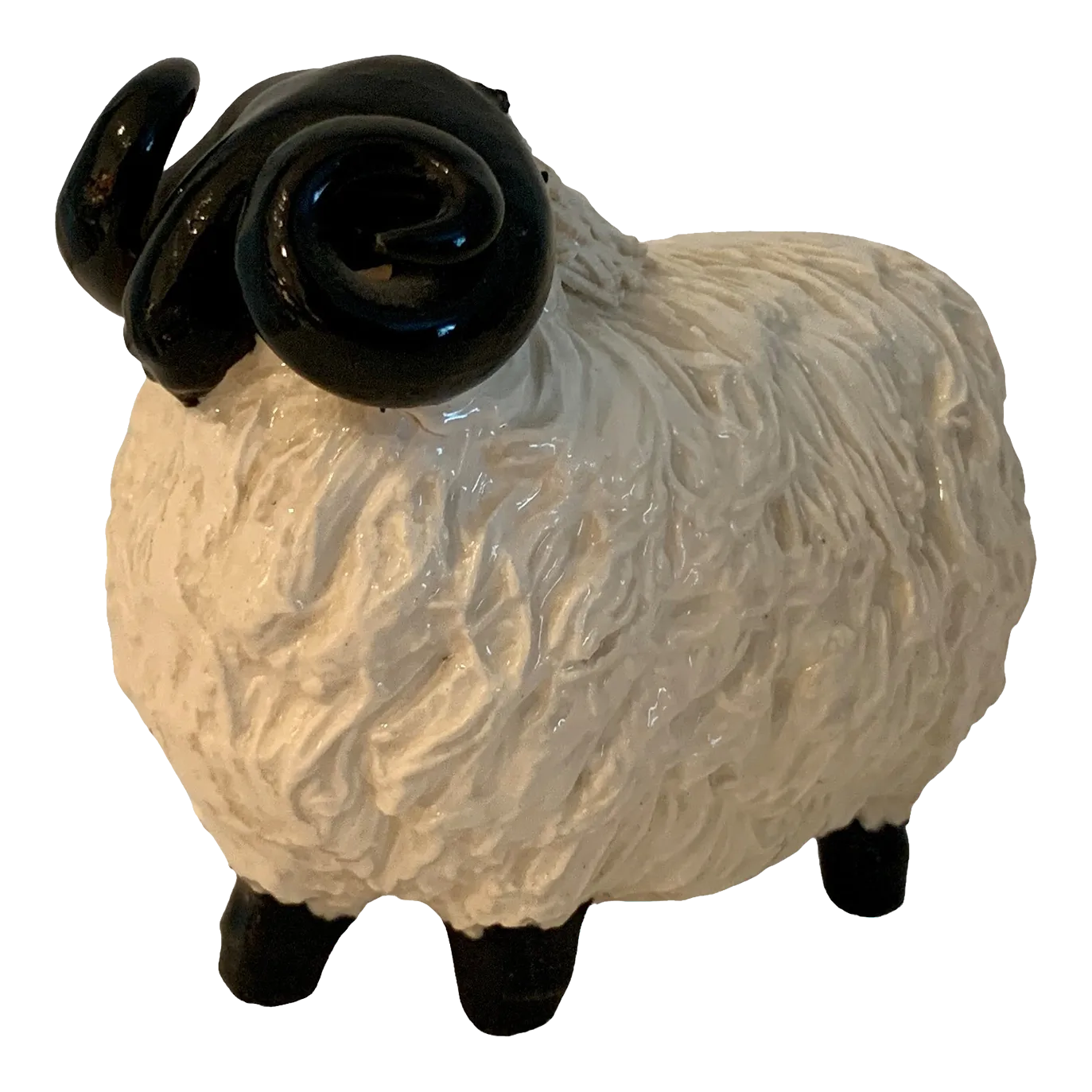Midcentury Ceramic Black Faced Ram / Sheep Figurine Signed | Chairish