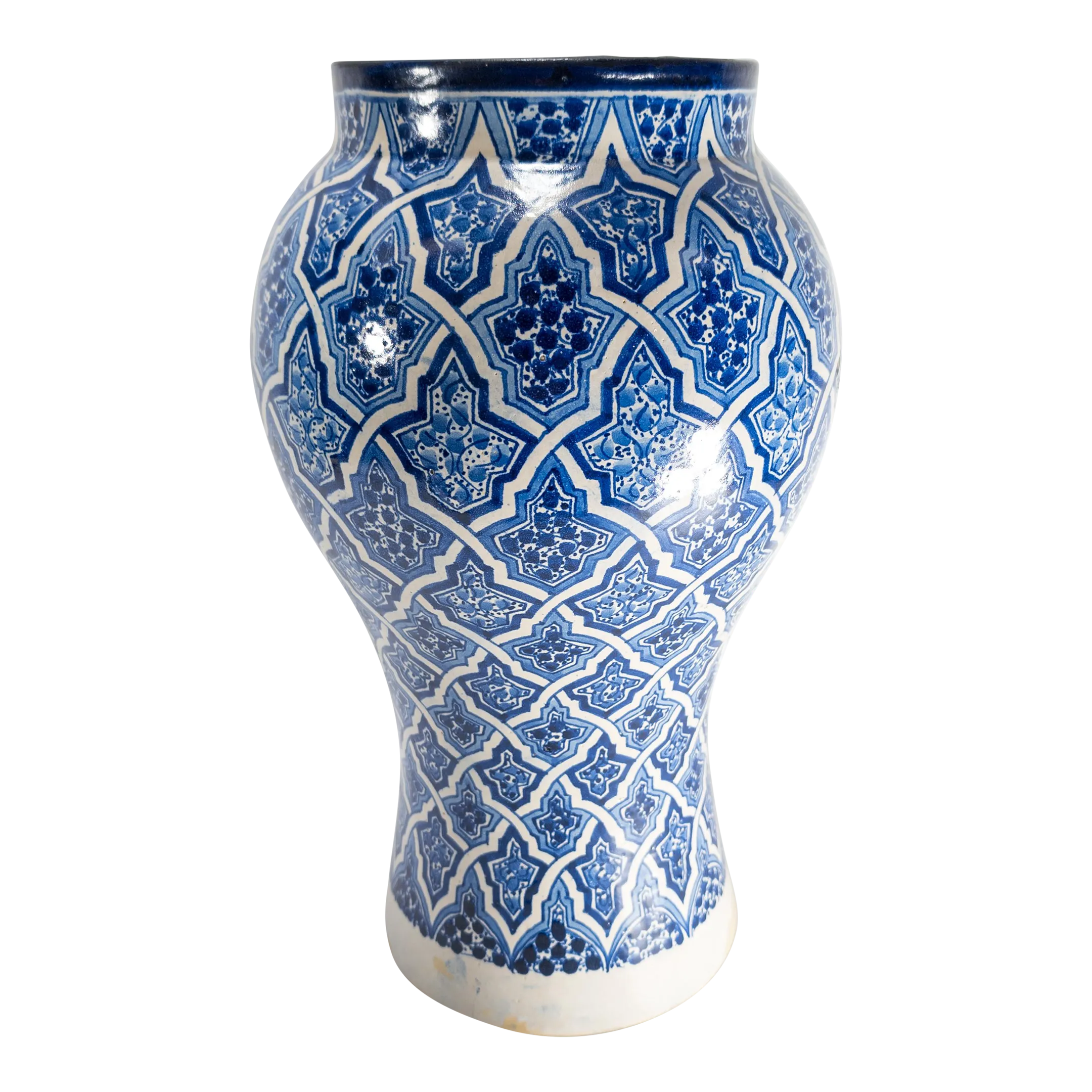 20th Century Moroccan Blue and White Middle Eastern Vase | Chairish