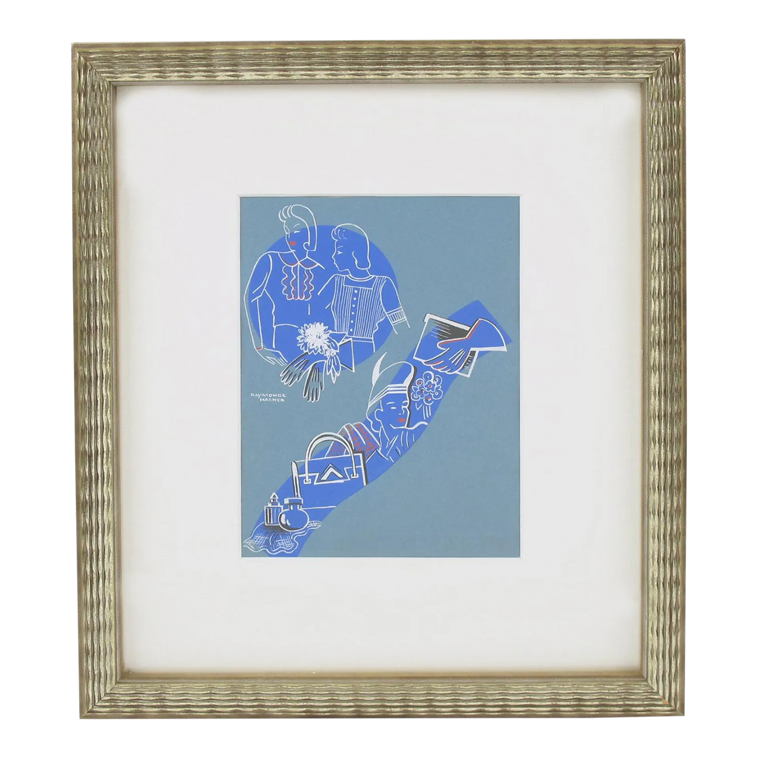 French Art Deco Original Gouache Illustration Drawing by Raymonde ...