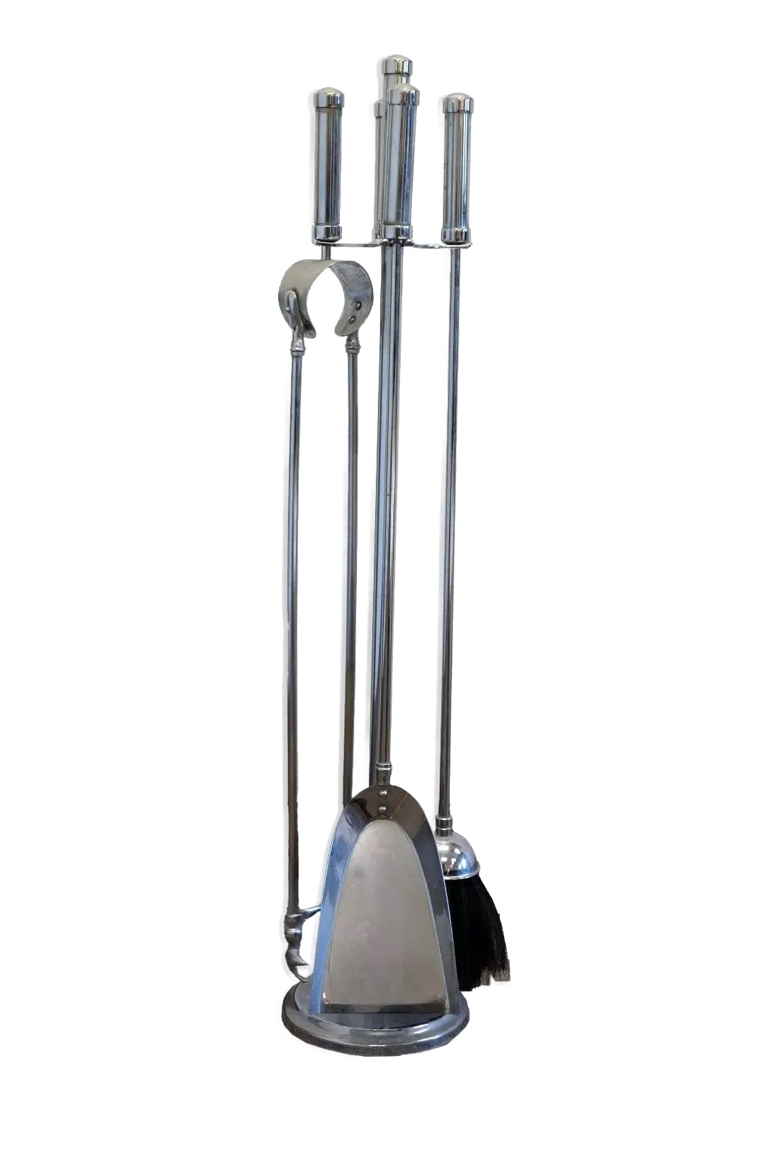 Art Deco Set of 4 Chrome Fireplace Tools Shovel, Broom, Tongs, and ...