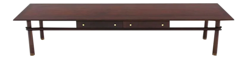 Mid Century Modern Walnut Coffee Table With 2 Drawers | Chairish