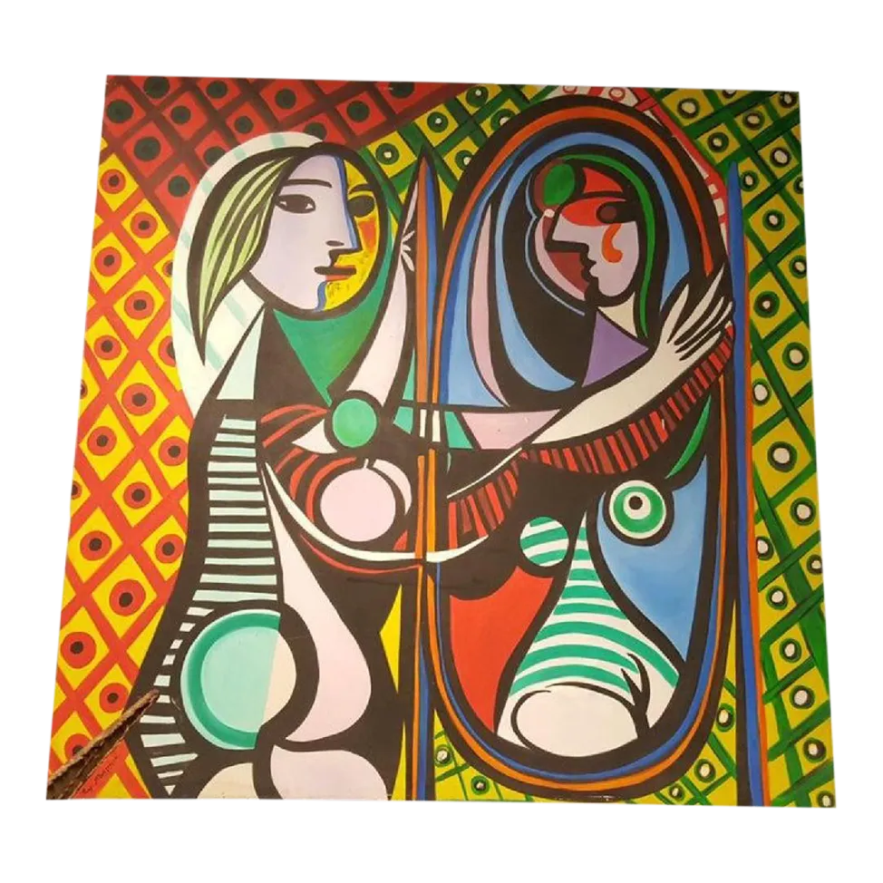 1946 Vintage Ray Martinez Cubist Figurative Oil Painting | Chairish